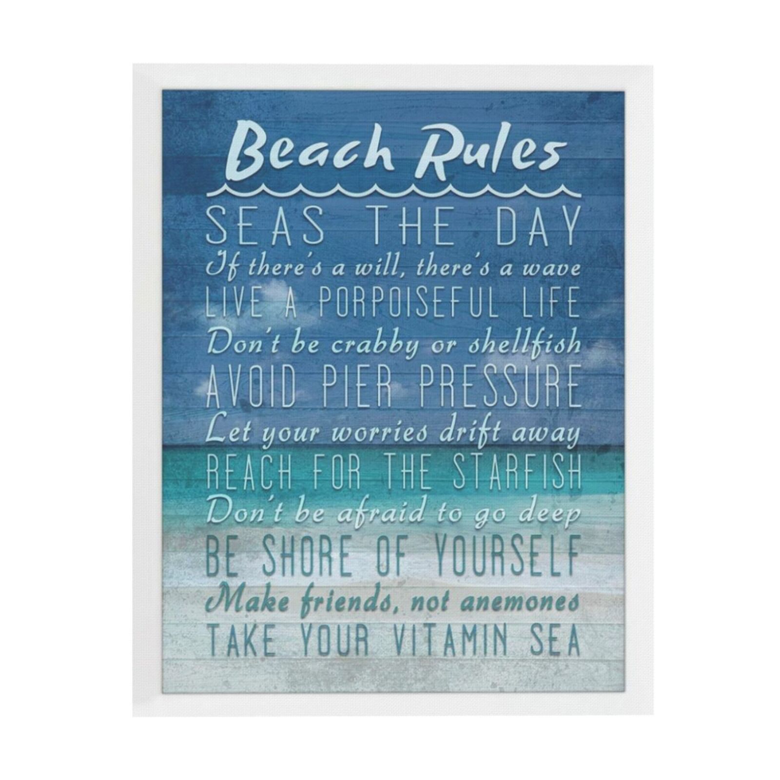 ADALE Beach Rules, Unframed, Reproduction Art Print, Ocean Sea Coastal ...