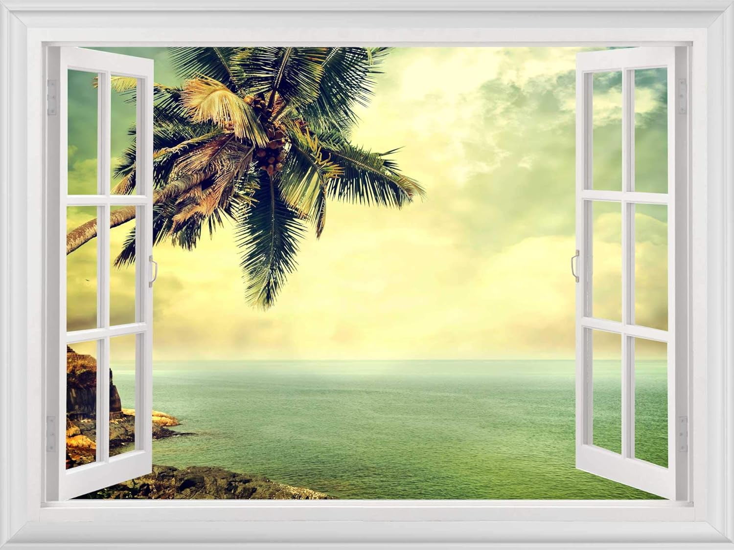 ADALE Beach Theme Wall Decors, Beach Canvas Print Posters Palm Tree ...