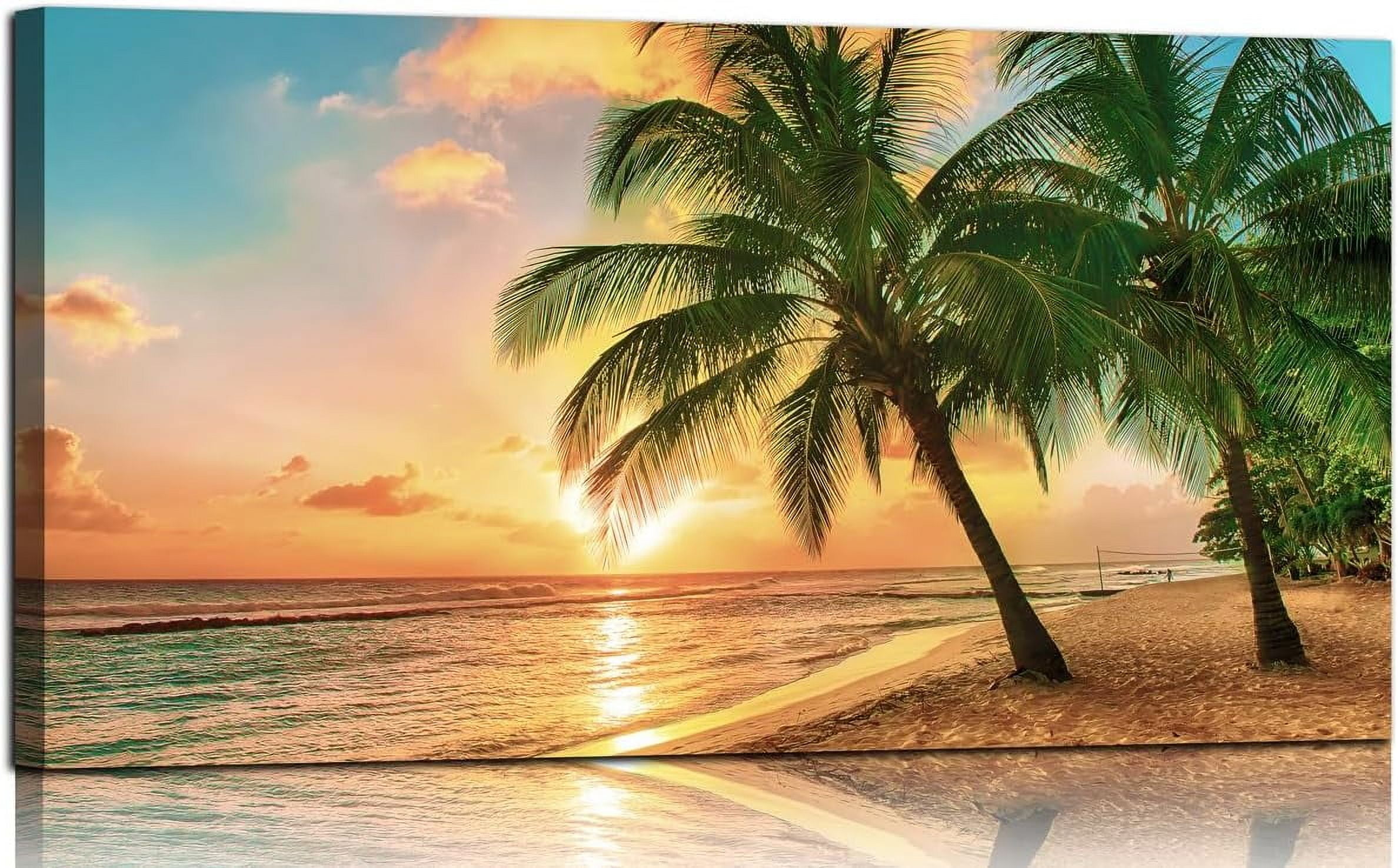 ADALE Beach Wall Art Decor Ocean Canvas Wall Decor Home Tropical Palm ...