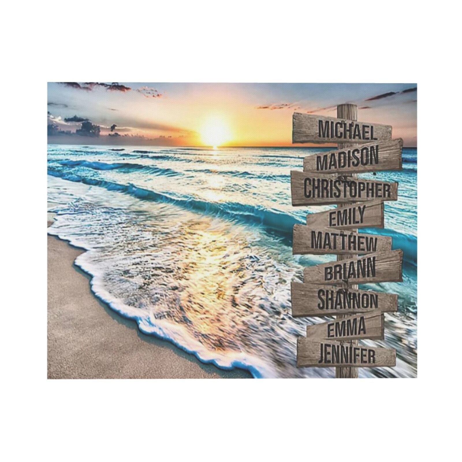 ADALE Beach Wall Art Family Name Sign Canvas Pictures for Home Decor ...