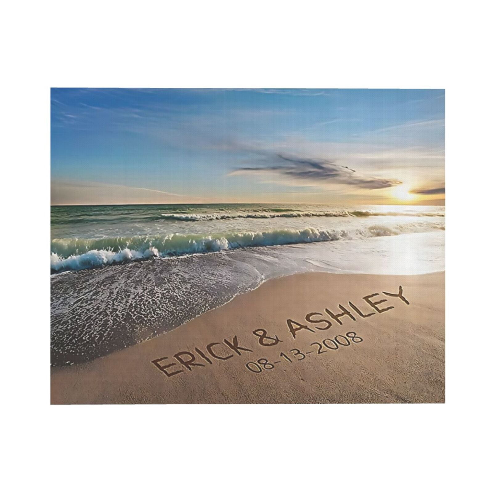 ADALE Beach Wall Art- Name Sign Canvas Pictures, Blue Beach Holiday ...