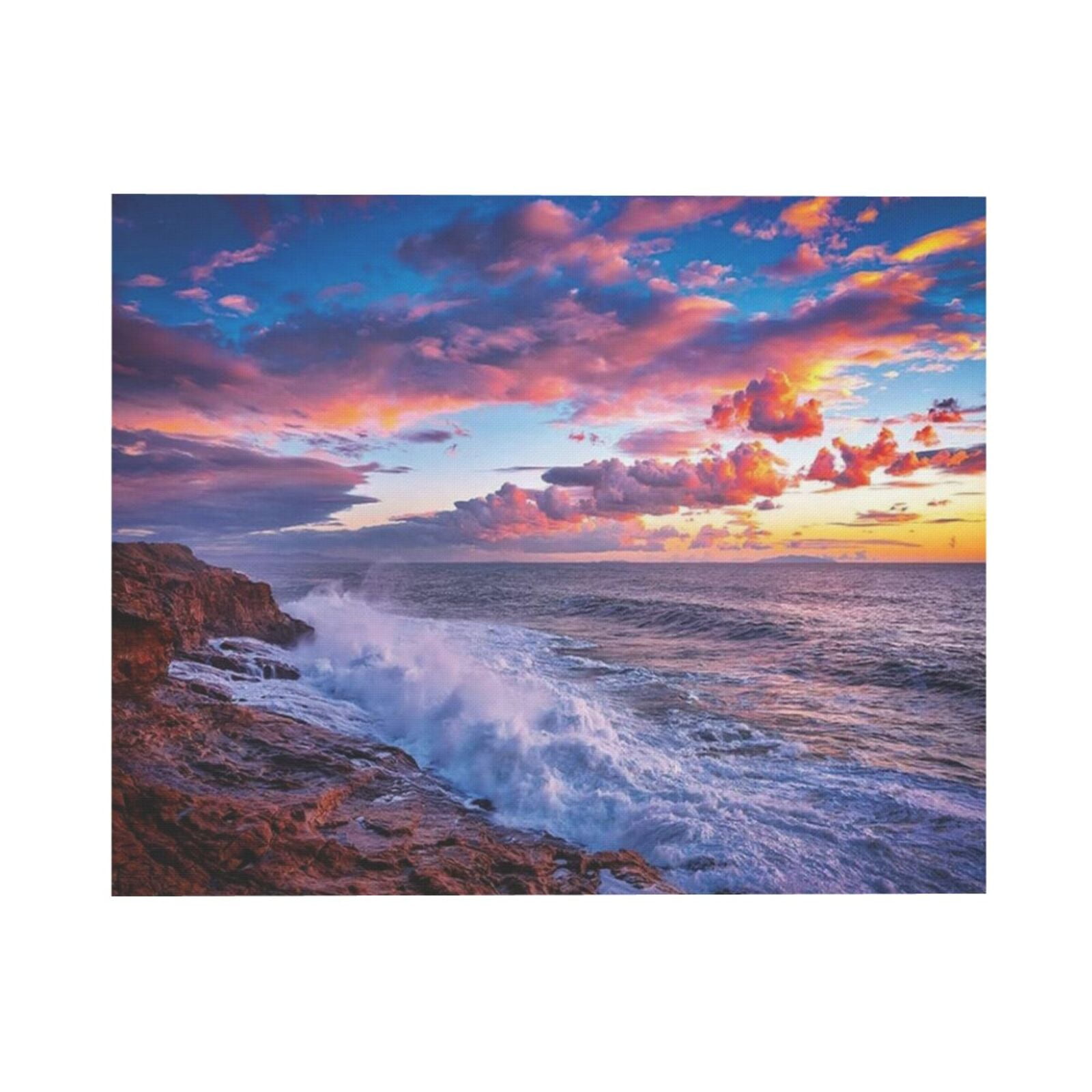 ADALE Beach Wall Art Ocean Waves Canvas Print Pictures, Sunset Seascape ...