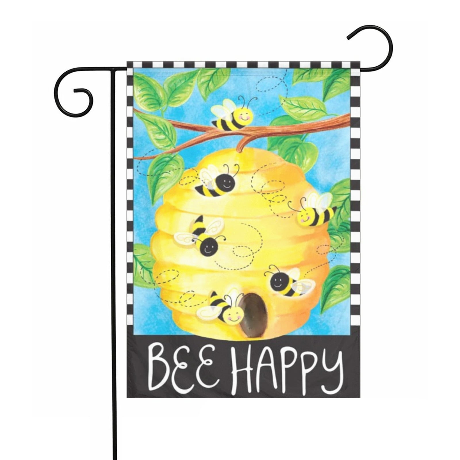 ADALE Bee Happy Bees Spring Garden Flag Inspirational (Size 12x18in ...