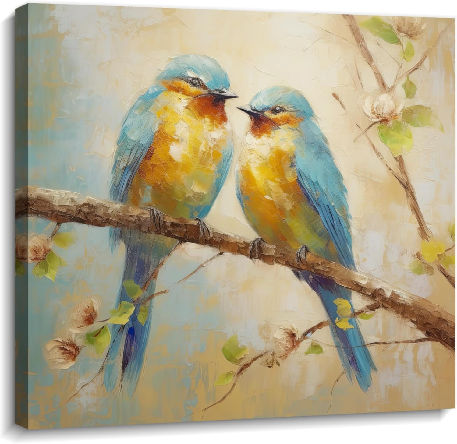 ADALE Bird Canvas Wall Art Birds Family on Tree Branch Picture Print ...