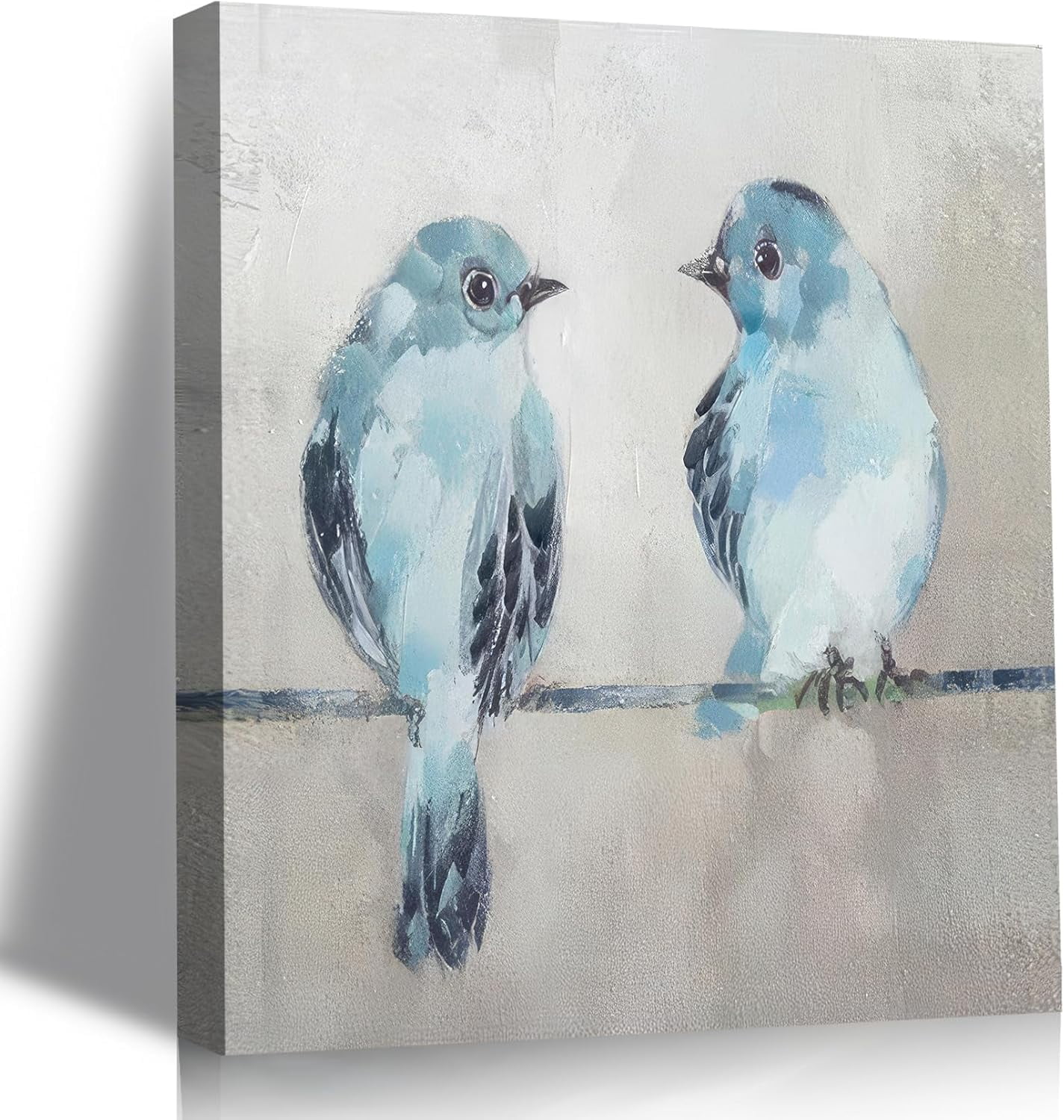 ADALE Bird Decor Wall Art Blue and Grey Painting Bluebird Artwork on ...