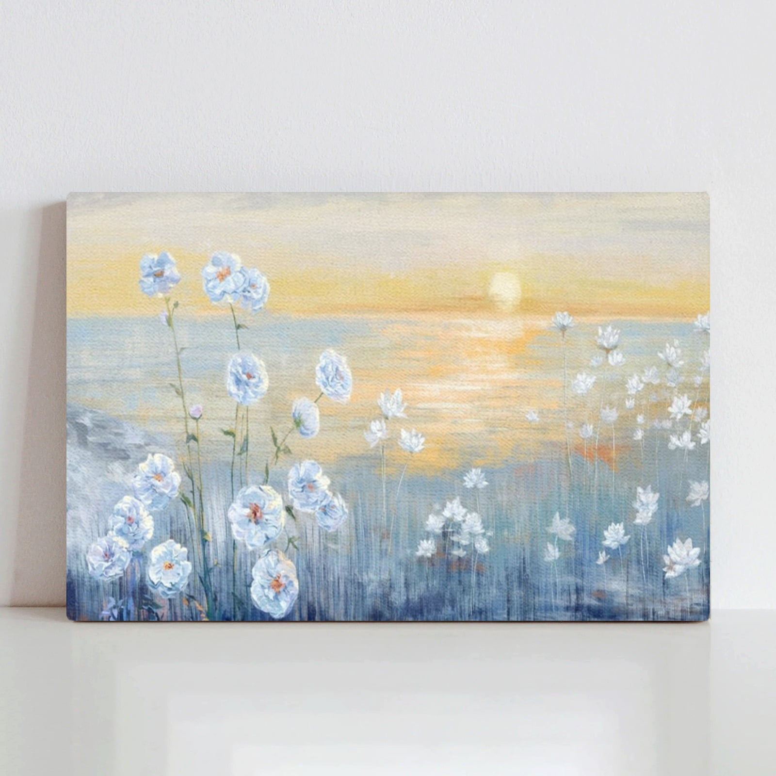 ADALE Blue Ocean Sunset Canvas Wall Art Abstract Seascape Painting ...