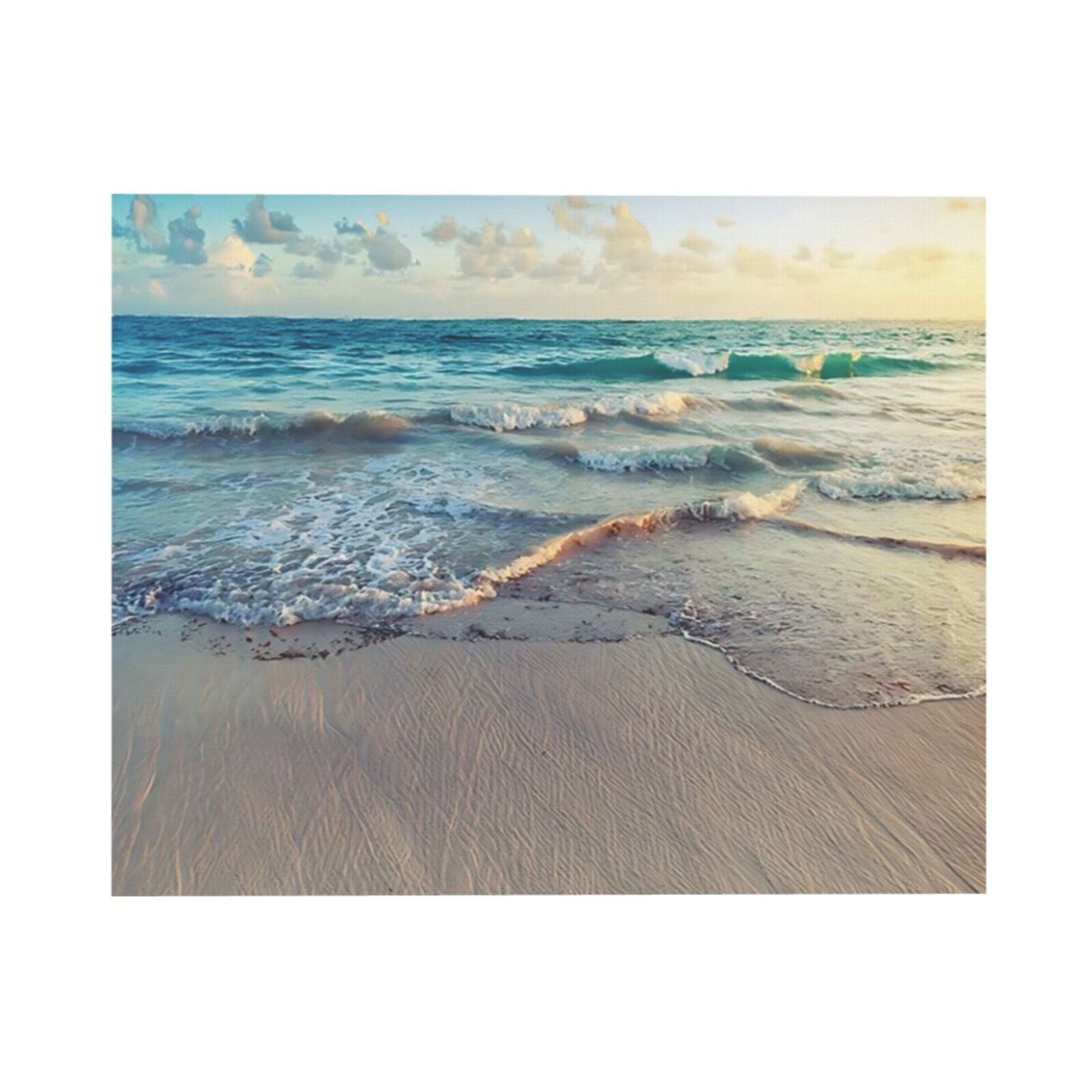 ADALE Blue Seaview Wall Art Beach Ocean Clouds Waves Canvas Printed ...