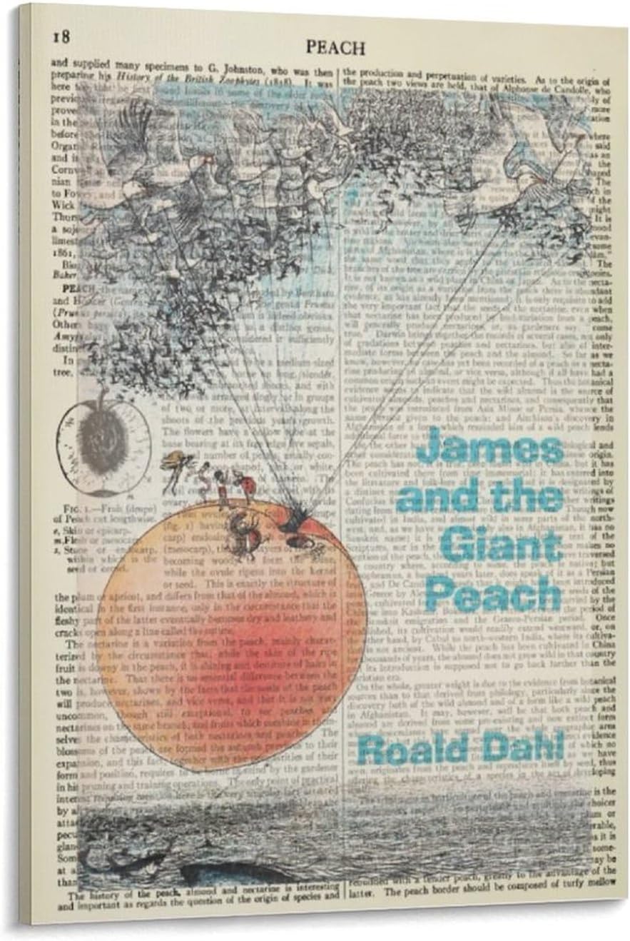 ADALE Book Cover 'James And The Giant Peach' Vintage 1911 Encyclopaedia ...
