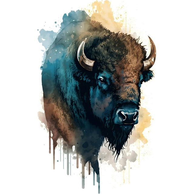 ADALE Buffalo Wall Art, Watercolor Bison Poster, Large 11x14 Size ...