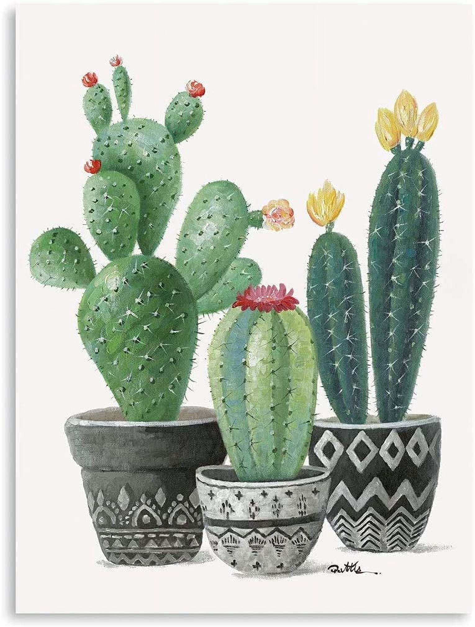ADALE Cactus Wall Art Wall Decor Cactus with Red and Yellow Flowers in ...