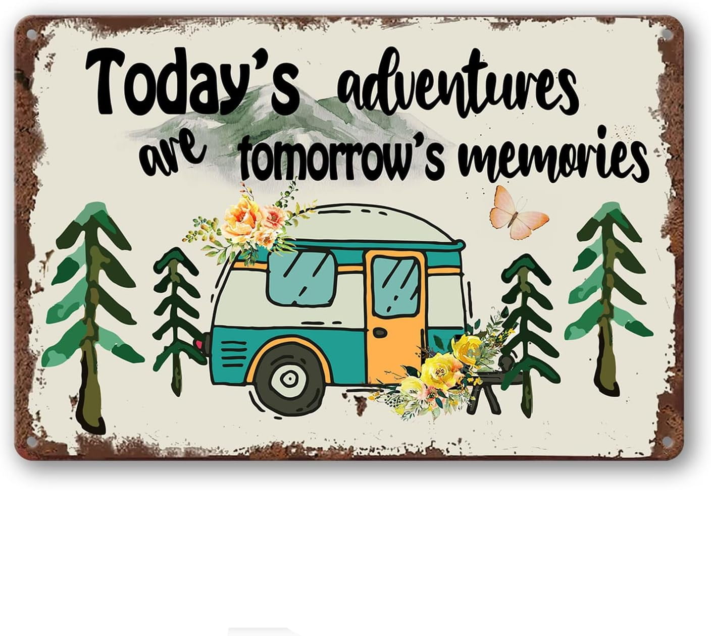 ADALE Camping Wall Decor Camper Adventure Tin Sign Rv Decorations For ...
