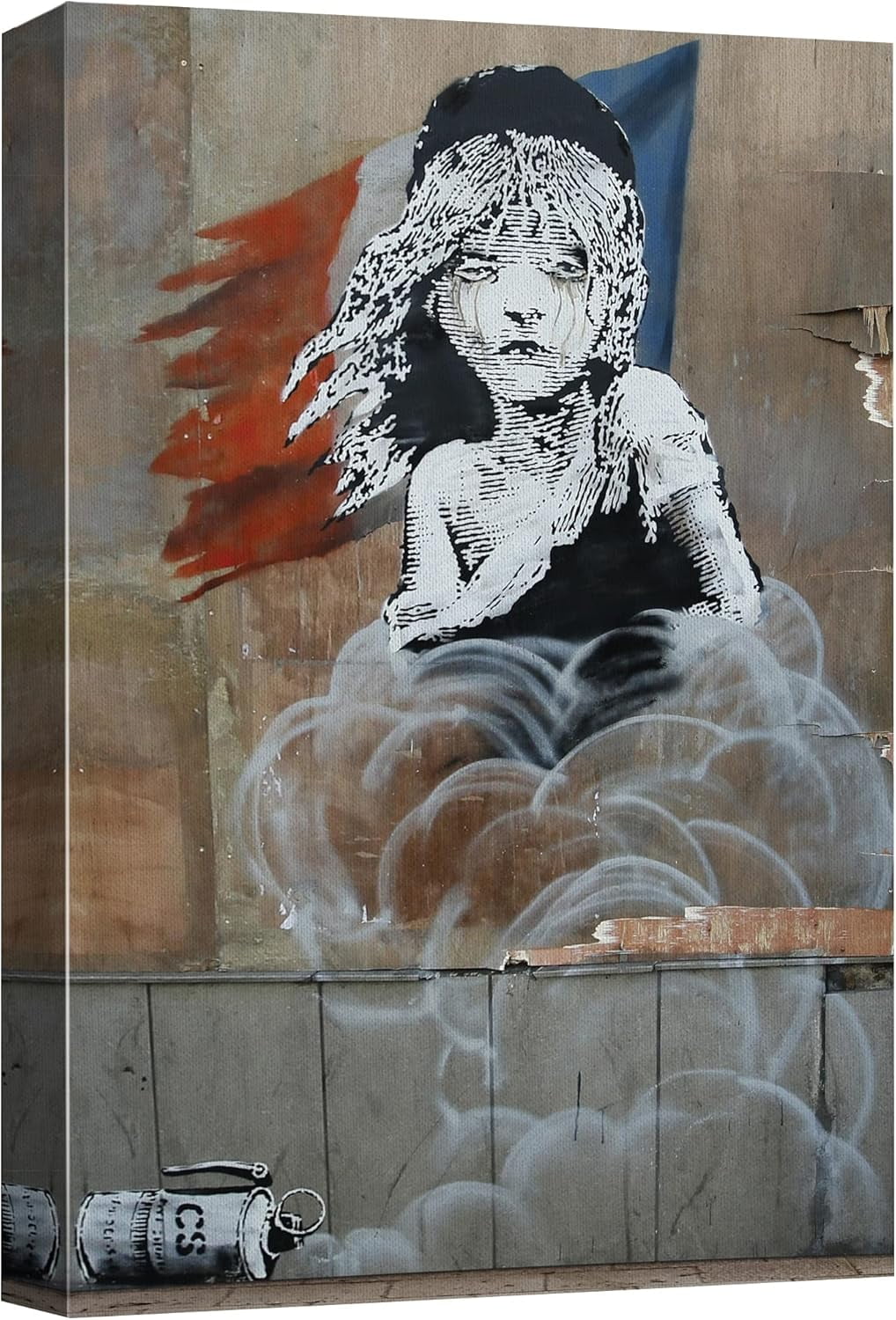 ADALE Canvas Print Wall Art Banksy Panda with Handguns on Wall Cities ...