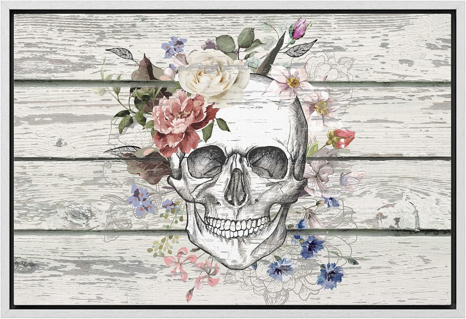 ADALE Canvas Print Wall Art Galloping White, Brown & Black Horses Animals Wildlife Wood Panels ...