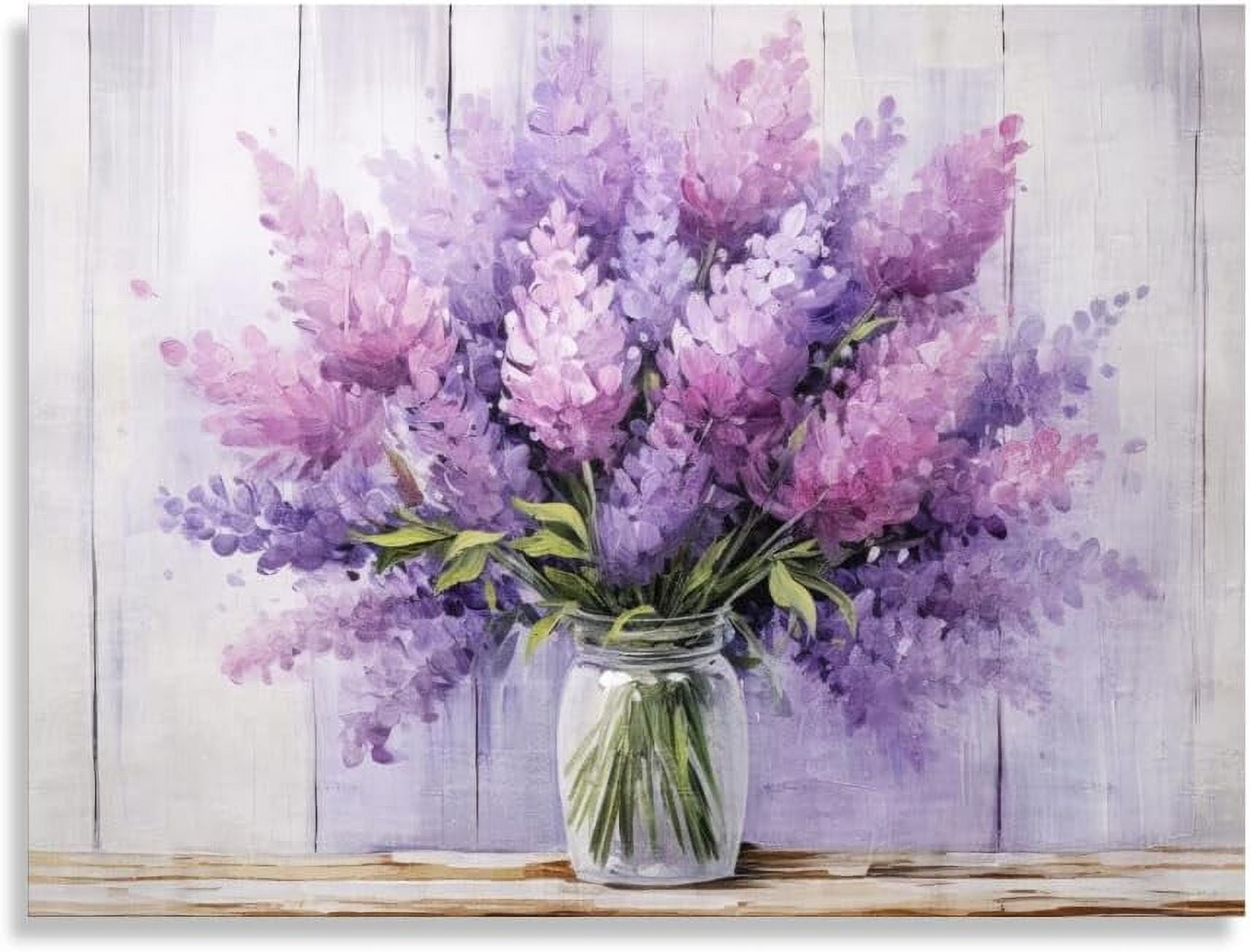 ADALE Canvas Print Wall Art Lavender Flower Field on Retro Panels ...