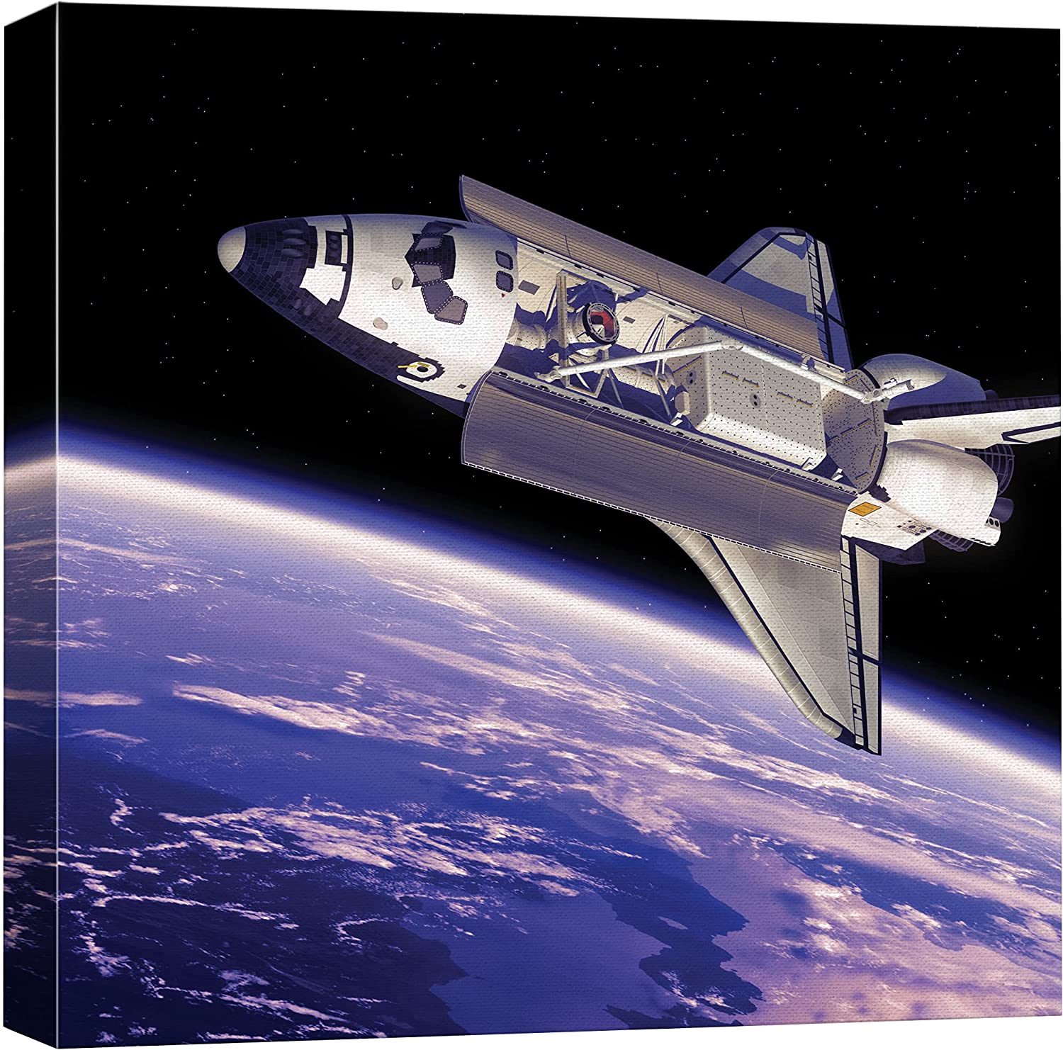 ADALE Canvas Print Wall Art Rocketship in Outer Space Over Earth ...