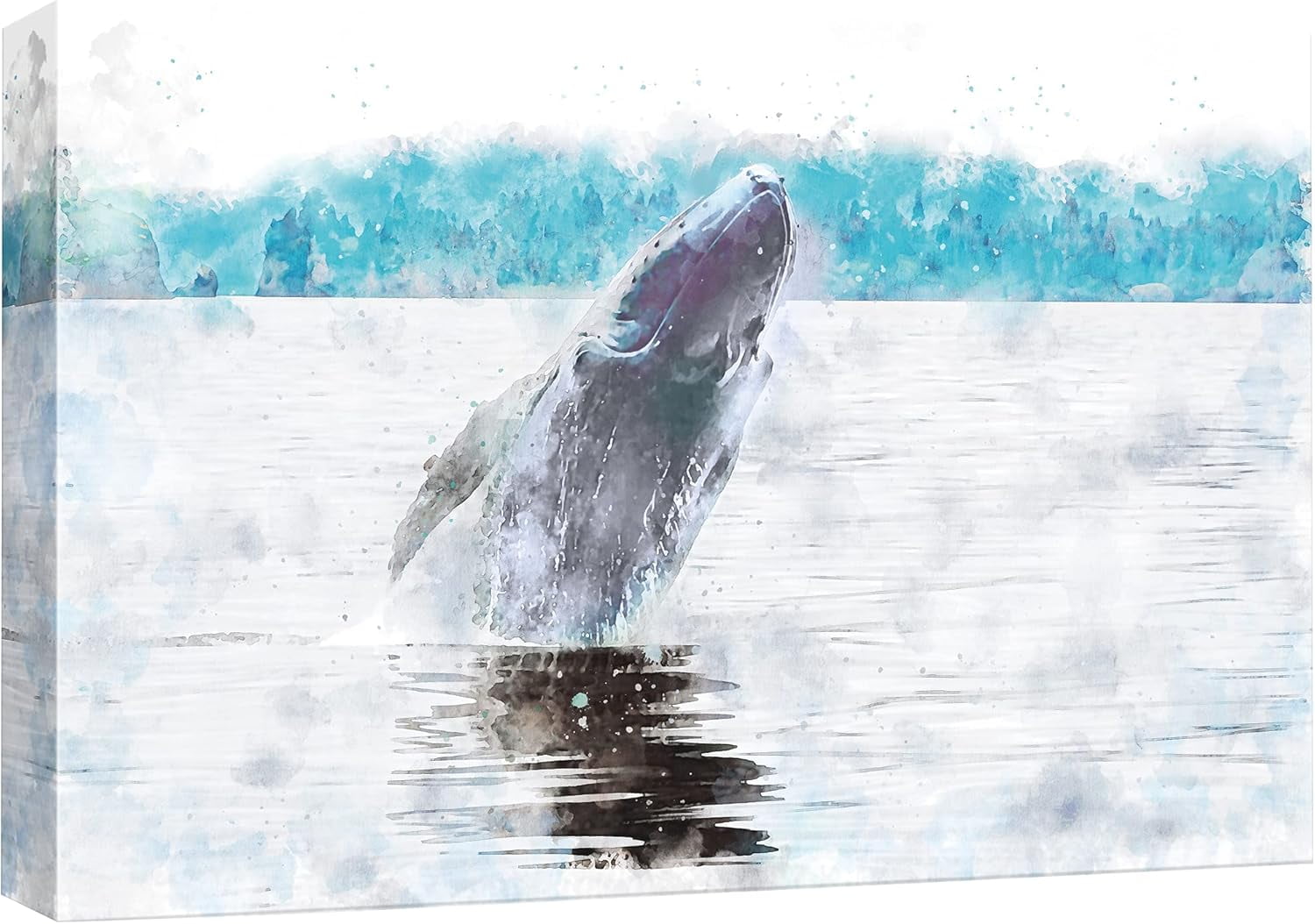 ADALE Canvas Print Wall Art Watercolor Humpback Whale Over The Ocean ...