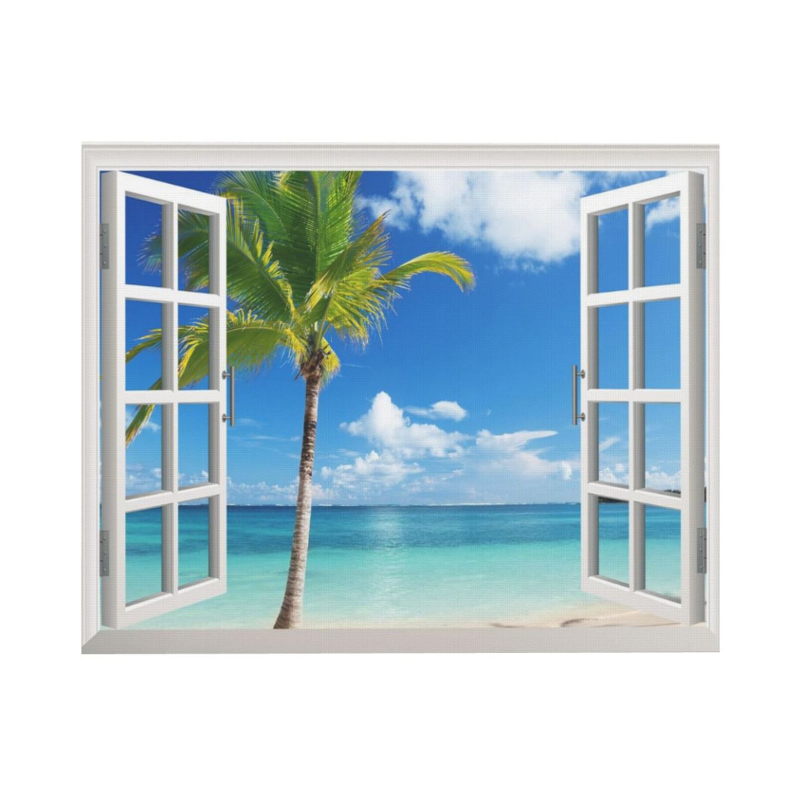 ADALE Canvas Print Wall Art Window View of Tropical Island Beach ...