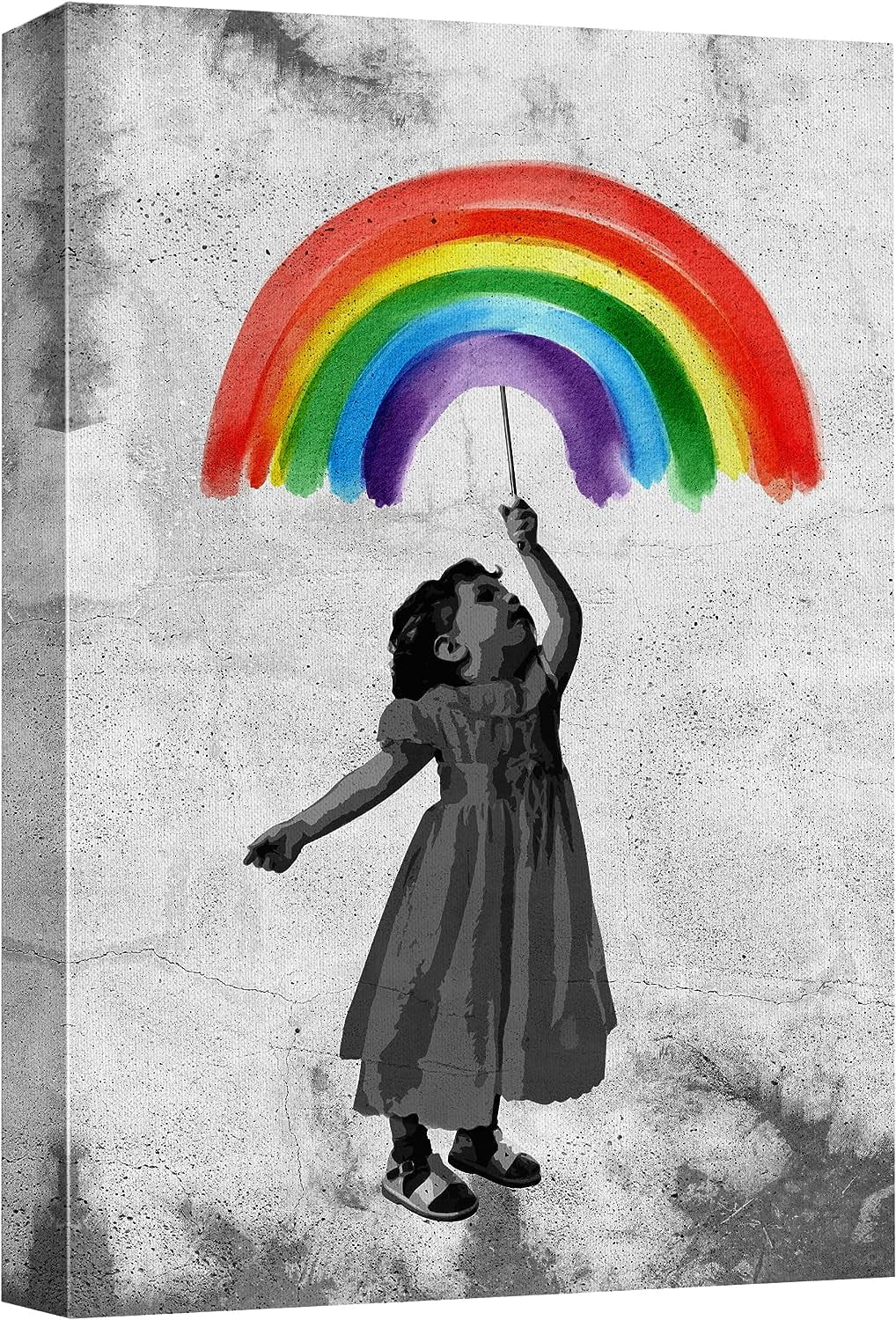 ADALE Canvas Prt Wall Art Banksy Girl Rabow Umbrella Graffiti & Street ...