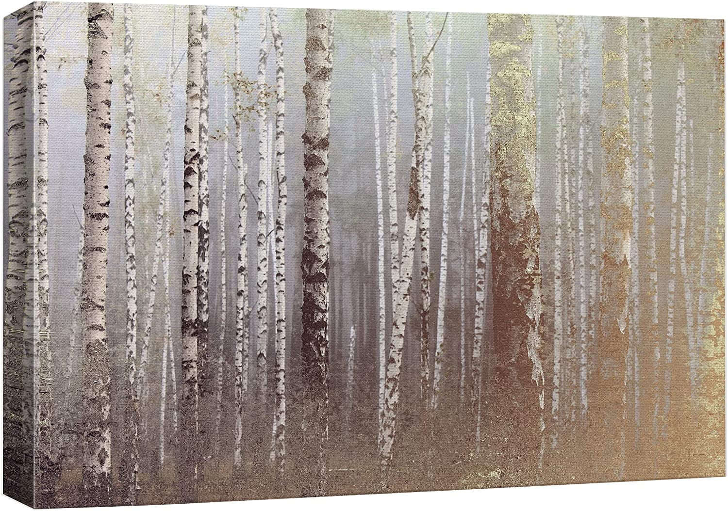 ADALE Canvas Prt Wall Art Foggy Autumn White Birch Tree Forest Nature ...