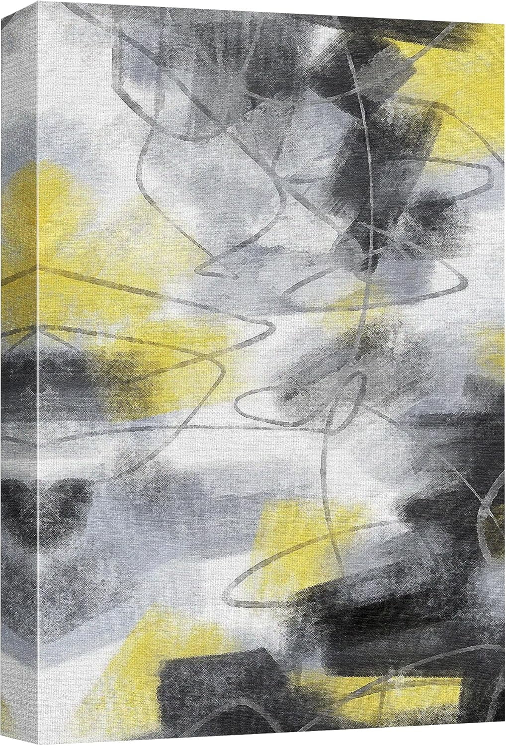 ADALE Canvas Prt Wall Art Gray, & Black Watercolor Pat Strokes Abstract ...