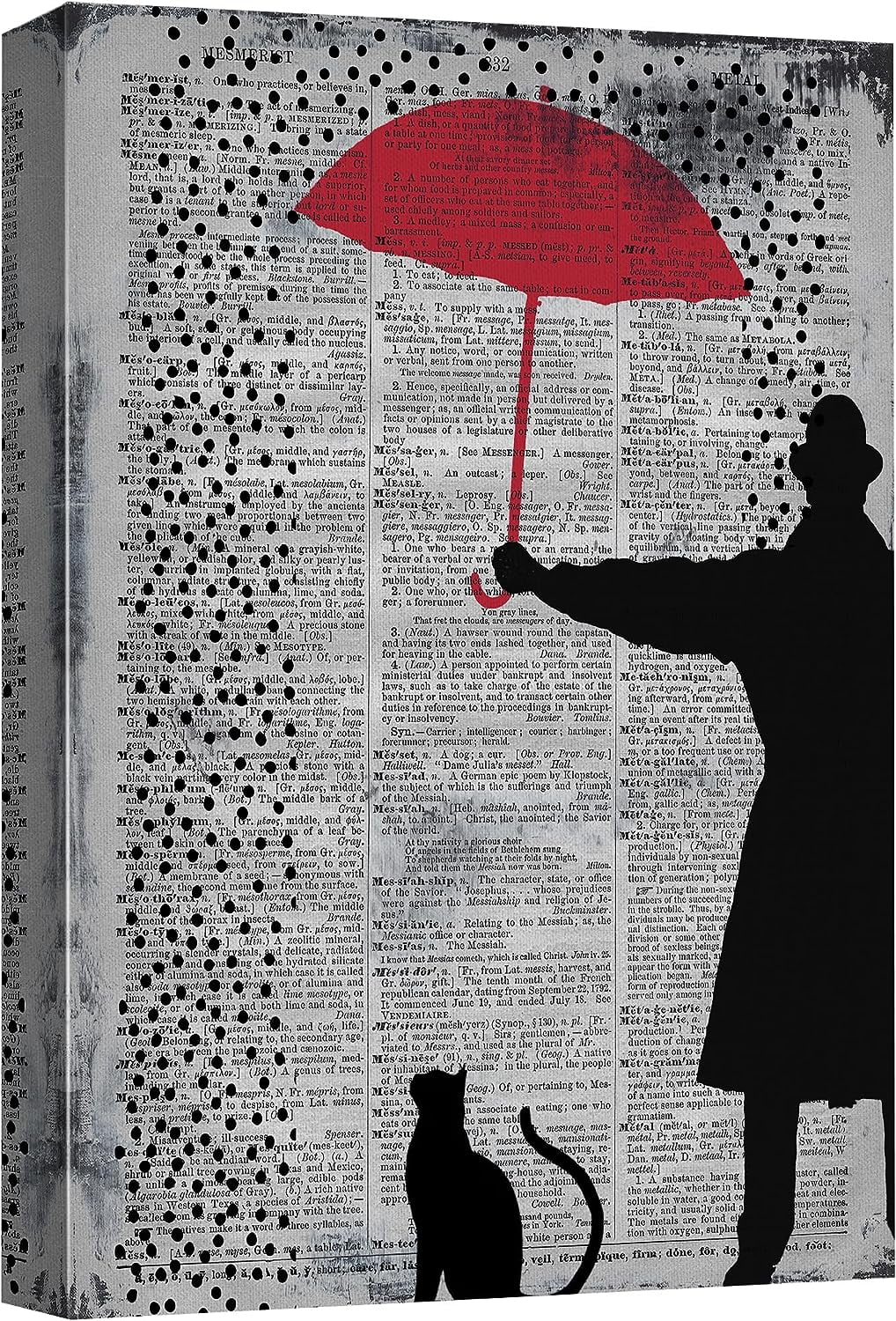 ADALE Canvas Prt Wall Art Newspaper Umbrella Cat Graffiti & Street Art ...