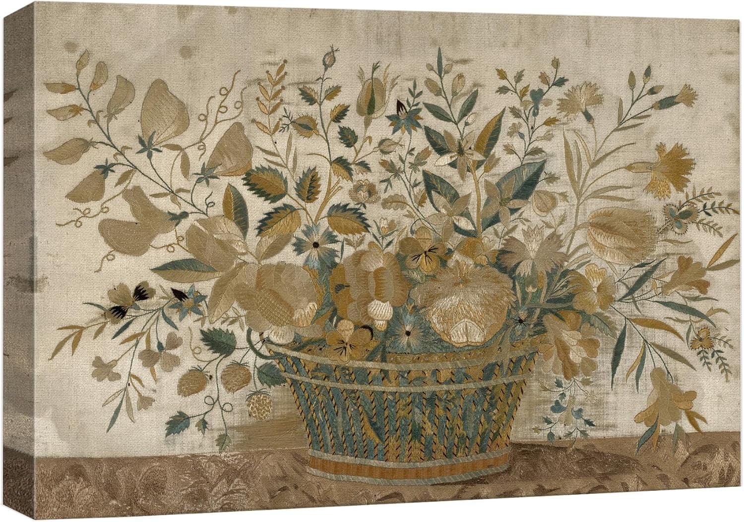 ADALE Canvas Prt Wall Art Vtage Botanical Embroidery Floral Still Life ...