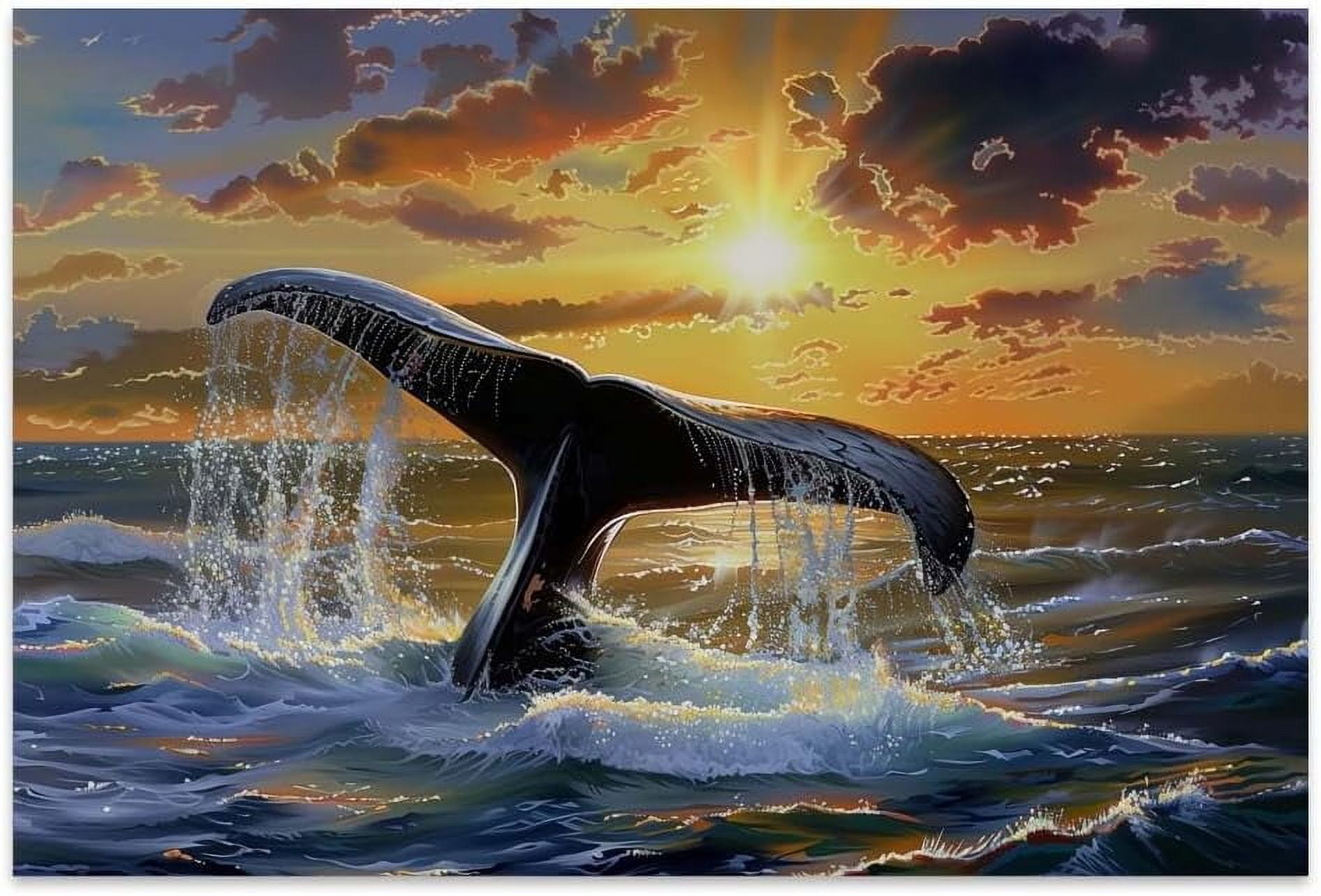 ADALE Canvas Wall Art Bedroom Office Wall Decor, 42x28in Humpback Whale ...