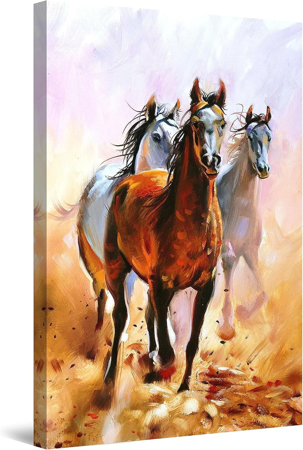ADALE Canvas Wall Art Decor Horses Running in the Sand Animal Painting ...