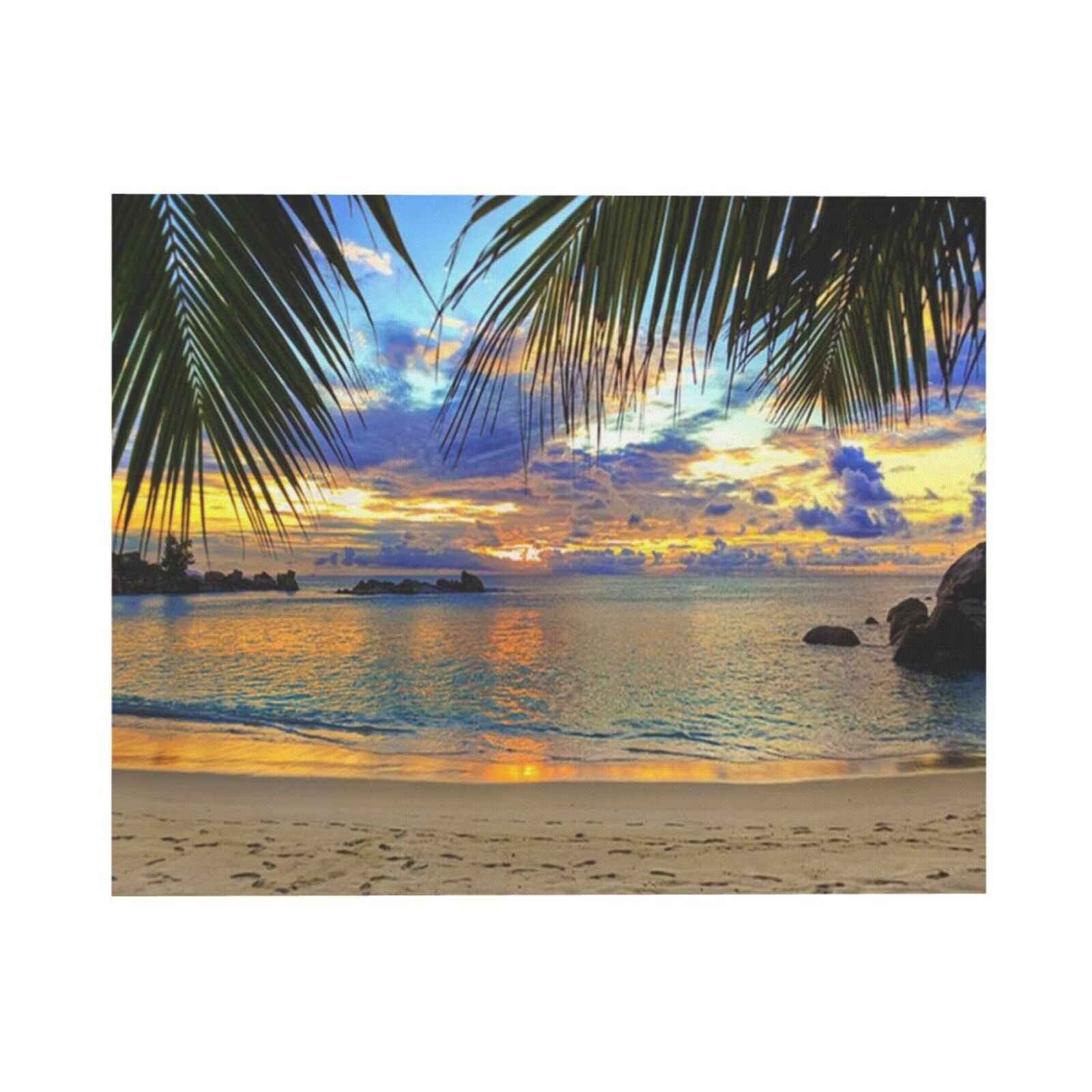 ADALE Canvas Wall Art Tropic Beach Sunset Palm Tree Leaves ...