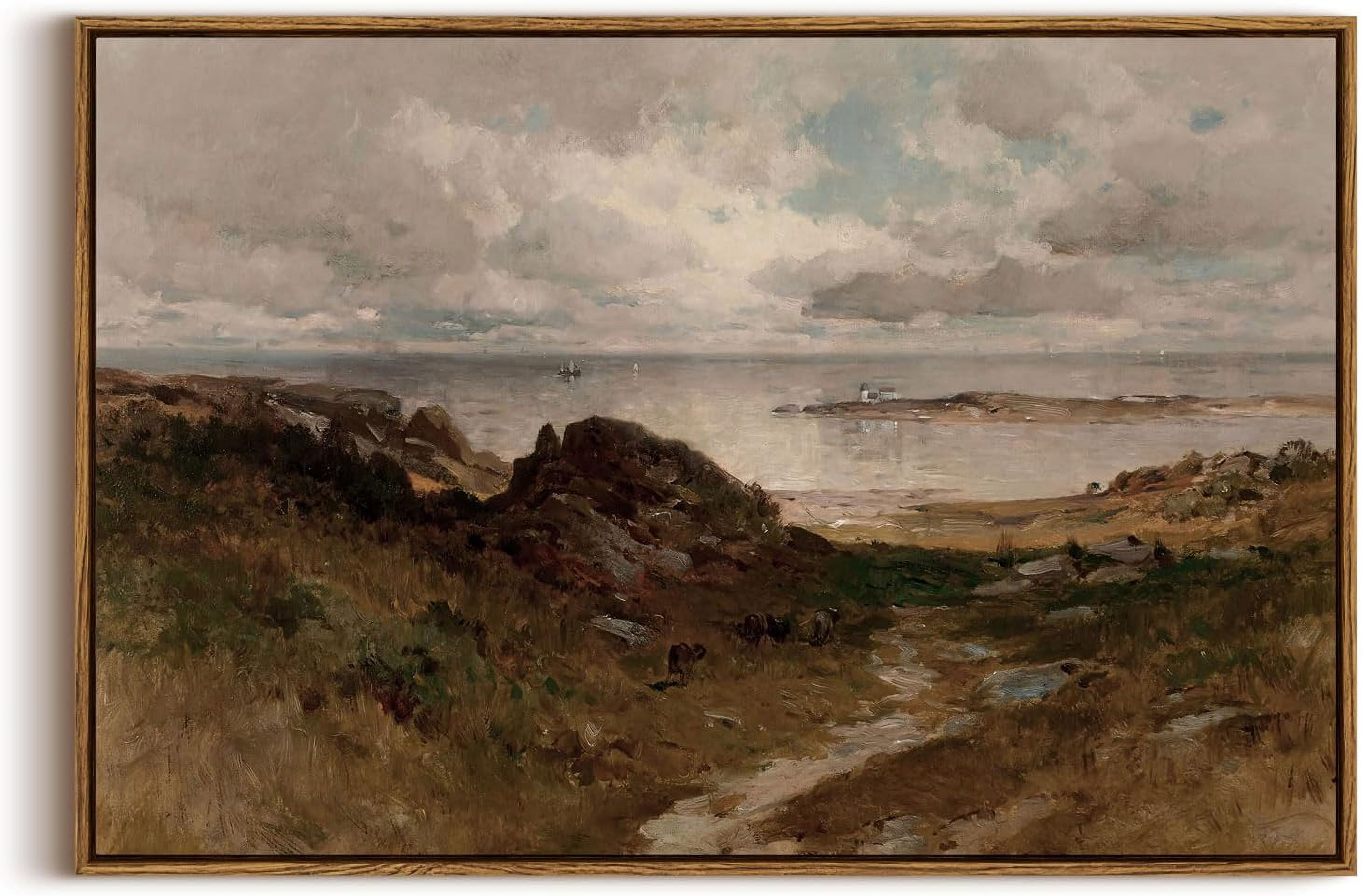 ADALE Canvas Wall Art Vtage Decor, Seaside Path Wilderness Landscape ...