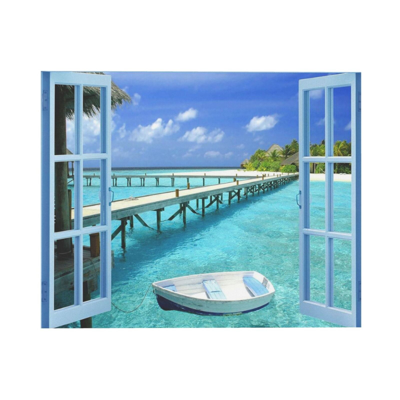 ADALE Canvas Wall Art Window to Paradise Beach, Windows , Original and ...