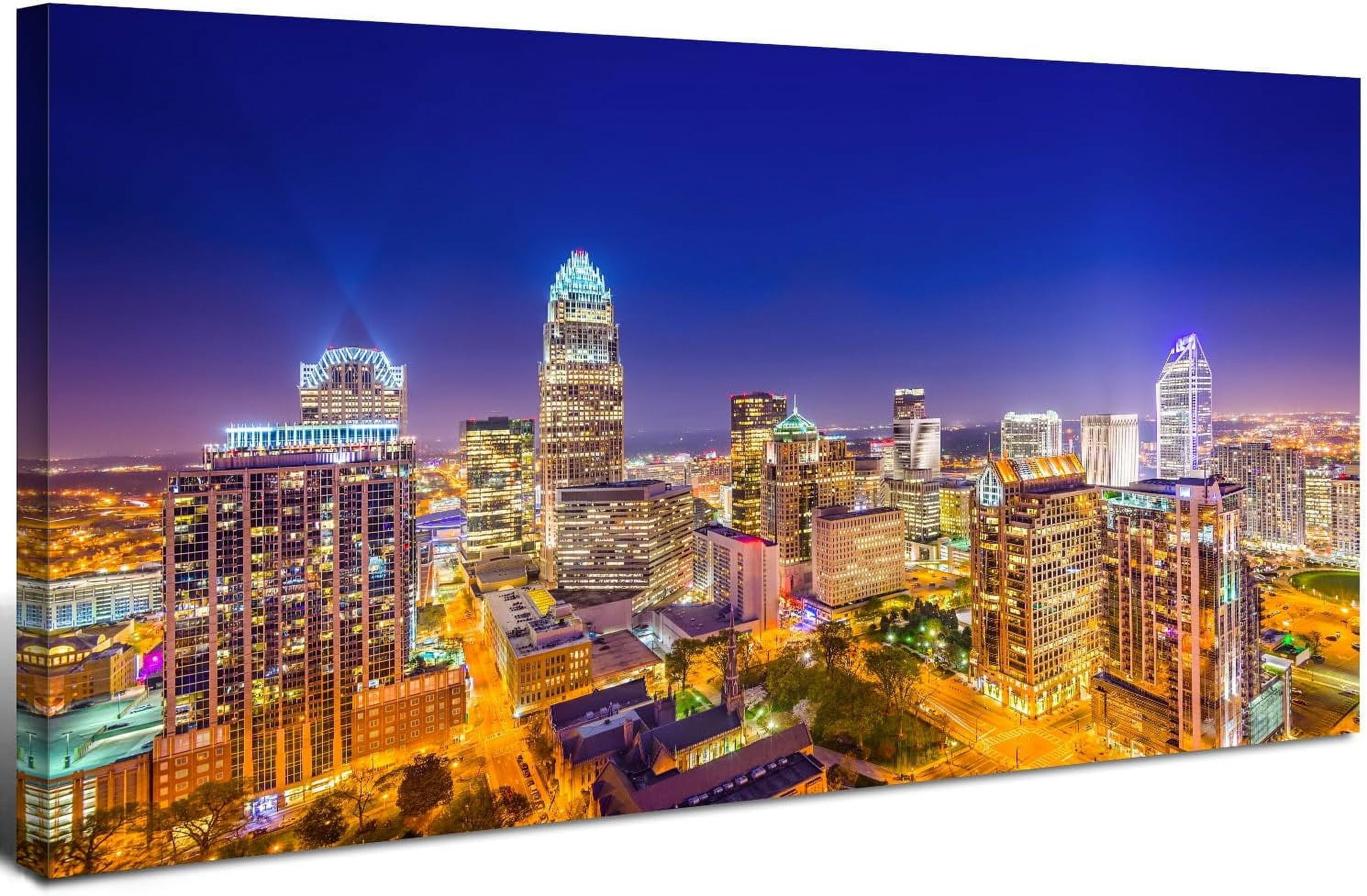 ADALE Charlotte City Wall Art North Carolina Skyline Wall Decor Office ...