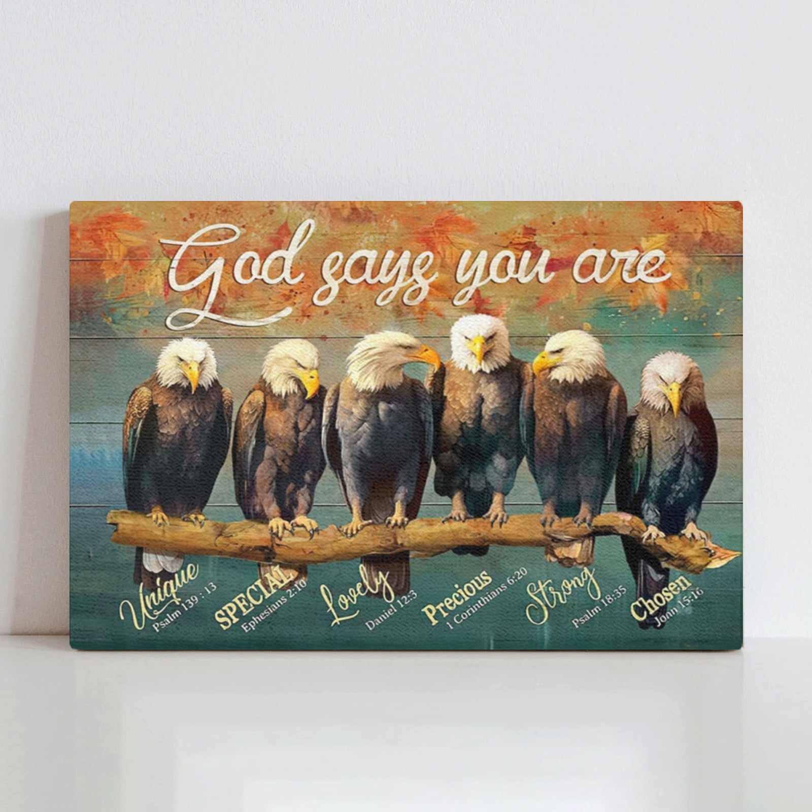 ADALE Christian Bald Eagle Wall Art God Says Religious Painting Wall ...