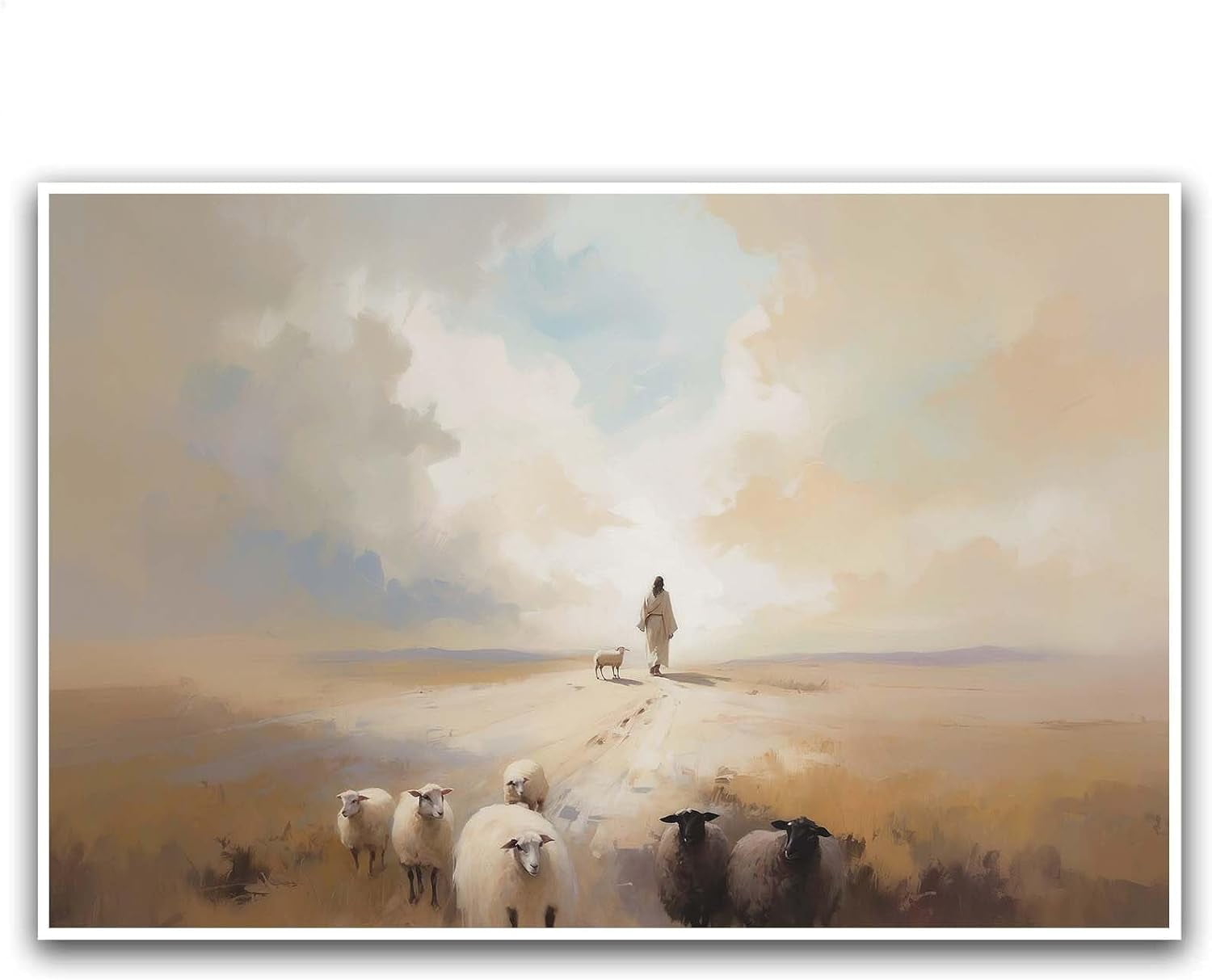 ADALE Christian Canvas Wall Painting Jesus Leaving 99 Sheep Bible ...