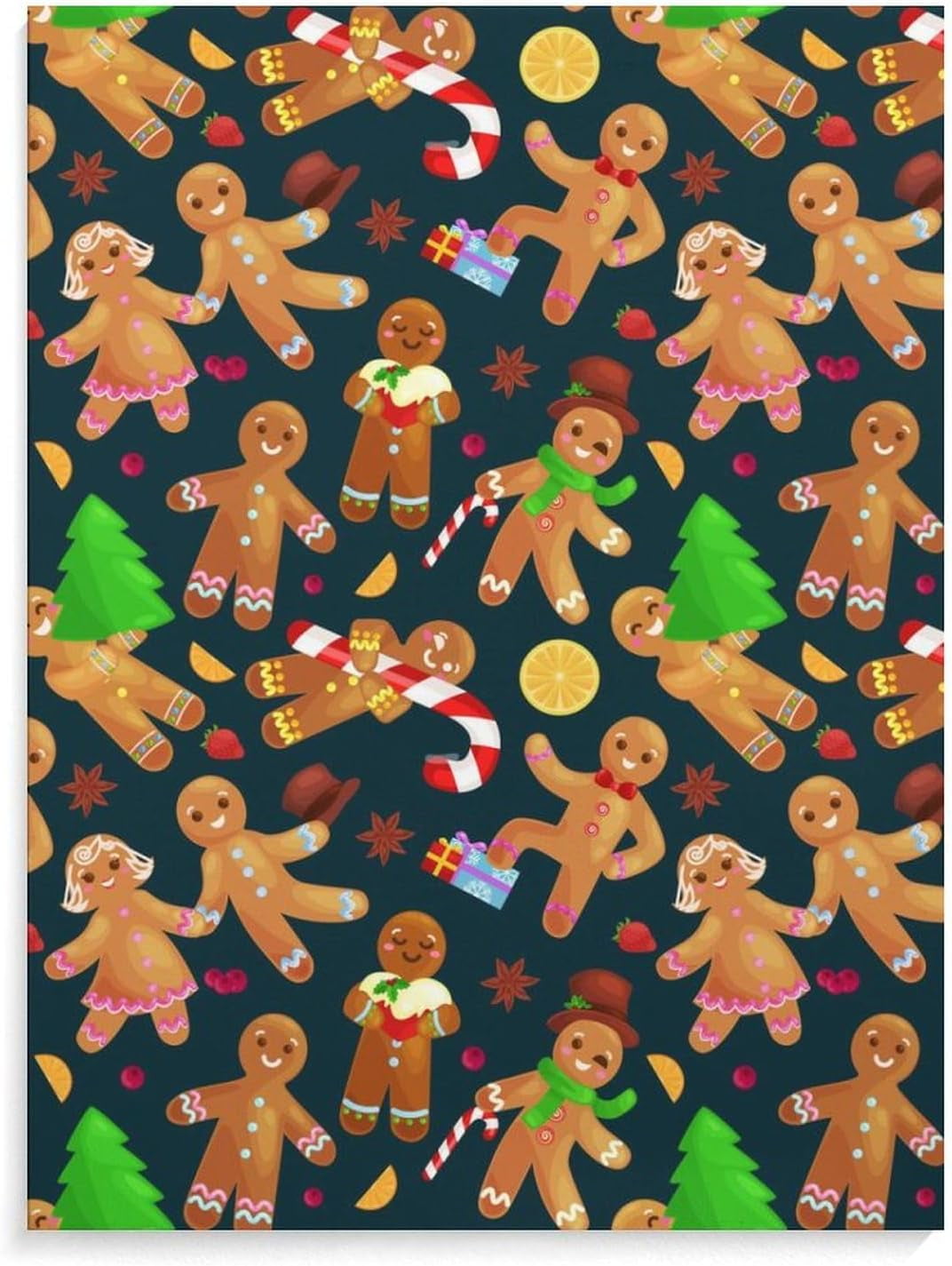 ADALE Christmas Cookies Gingerbread Man Wall Artwork Framed Canvas ...