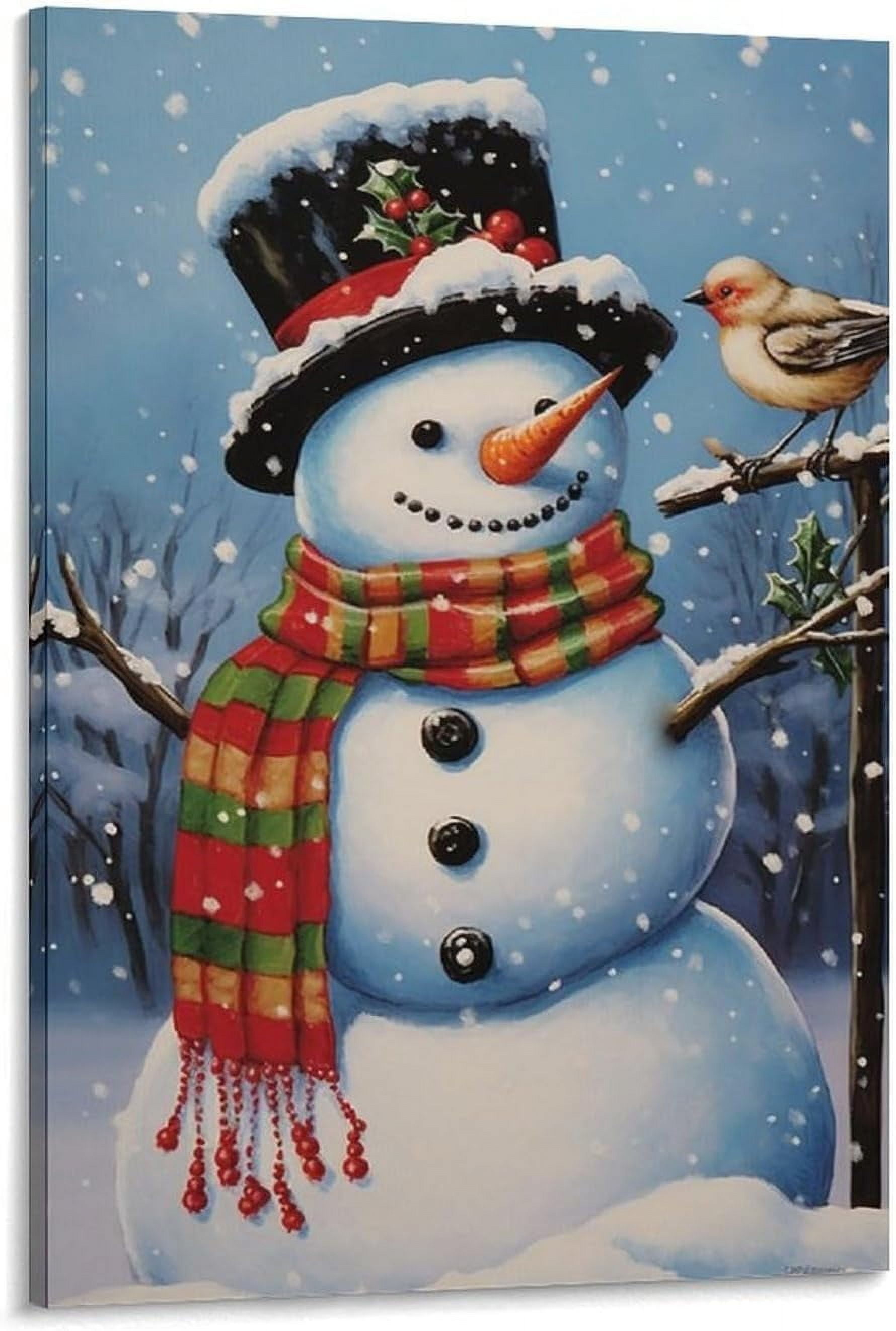 ADALE Christmas Snowman Art Print Winter Snowman Poster Christmas Home ...