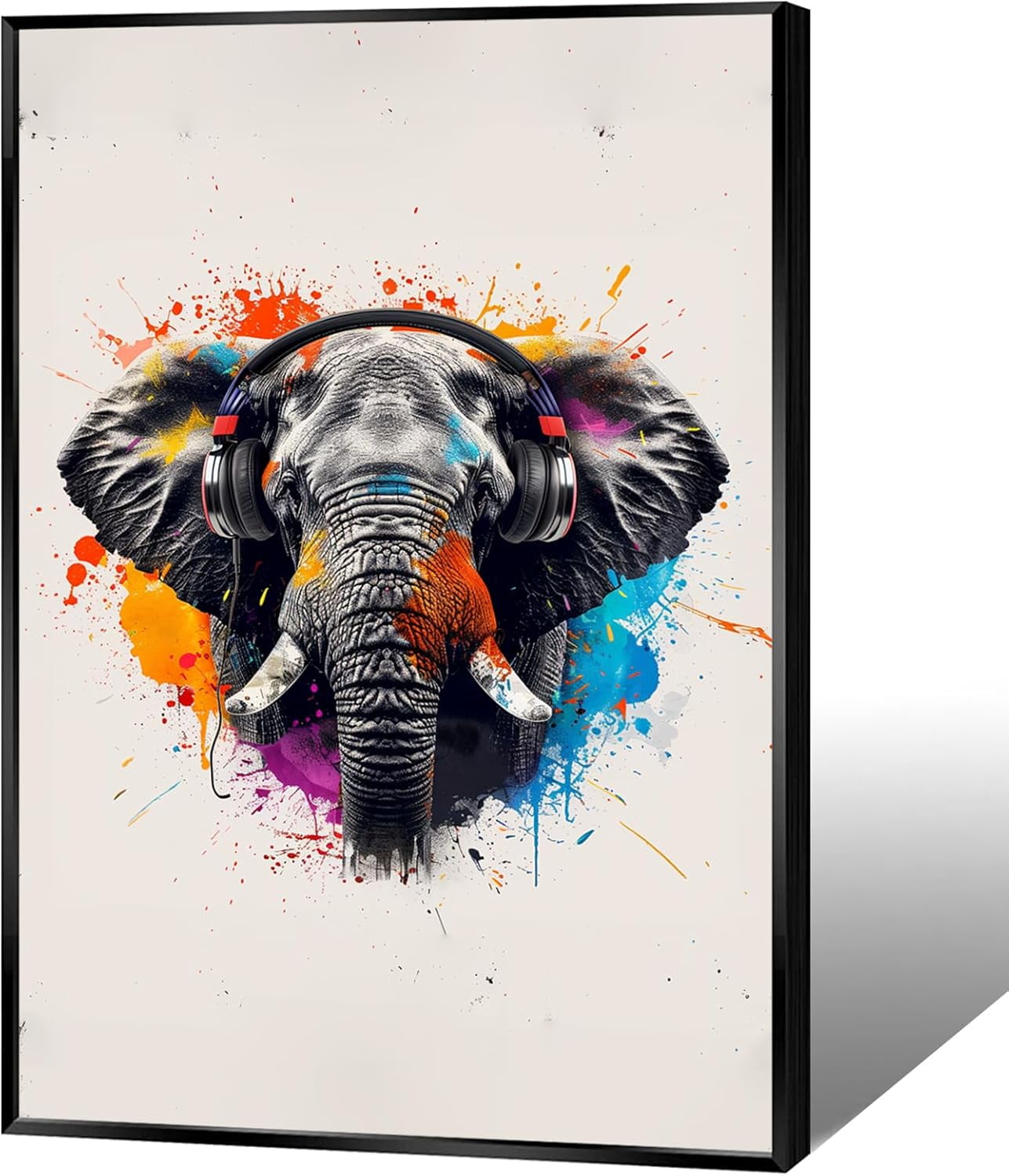 ADALE Colorful Animal Graffiti Wall Art Funny Cute Frog With Headphone ...