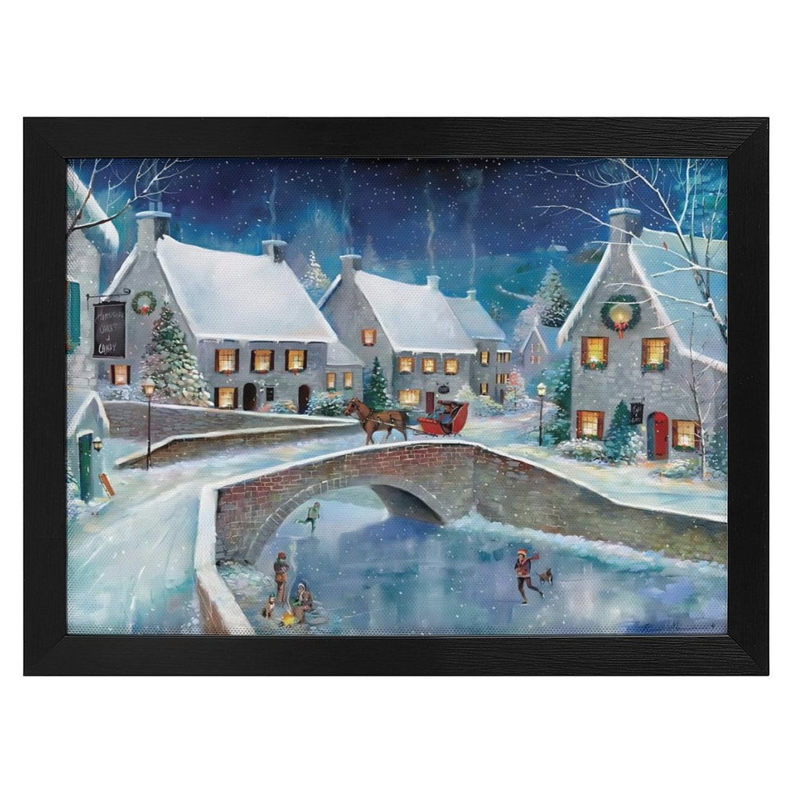 ADALE Country Winter Wall Art, Picturesque Christmas Scene, People Ice ...