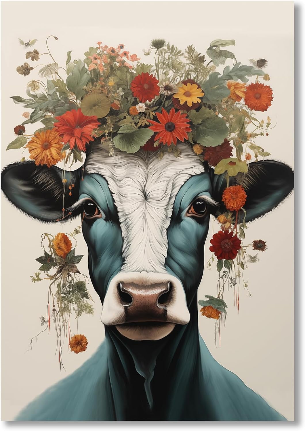 ADALE Cow With Glasses Canvas Wall Art Colorful Pictures Of Animals For ...