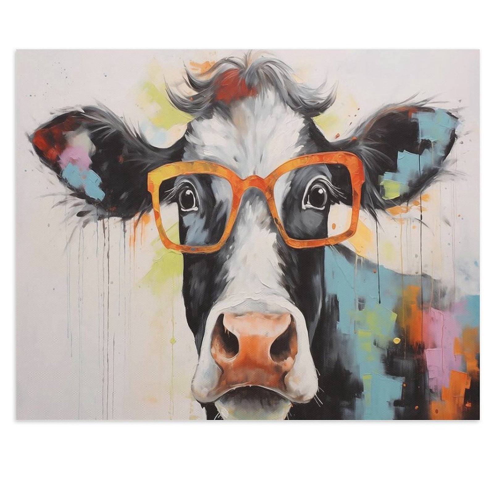 ADALE Cow Print Bathroom Farmhouse Decor: Colorful Curious Cow with ...