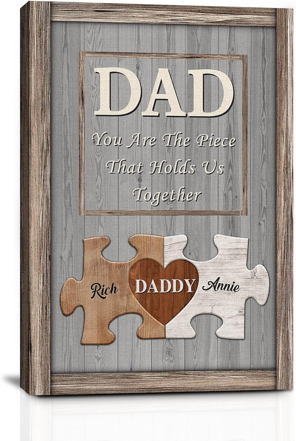 ADALE Custom Father's Day Puzzle Pieces Canvas Poster with Kids Name ...