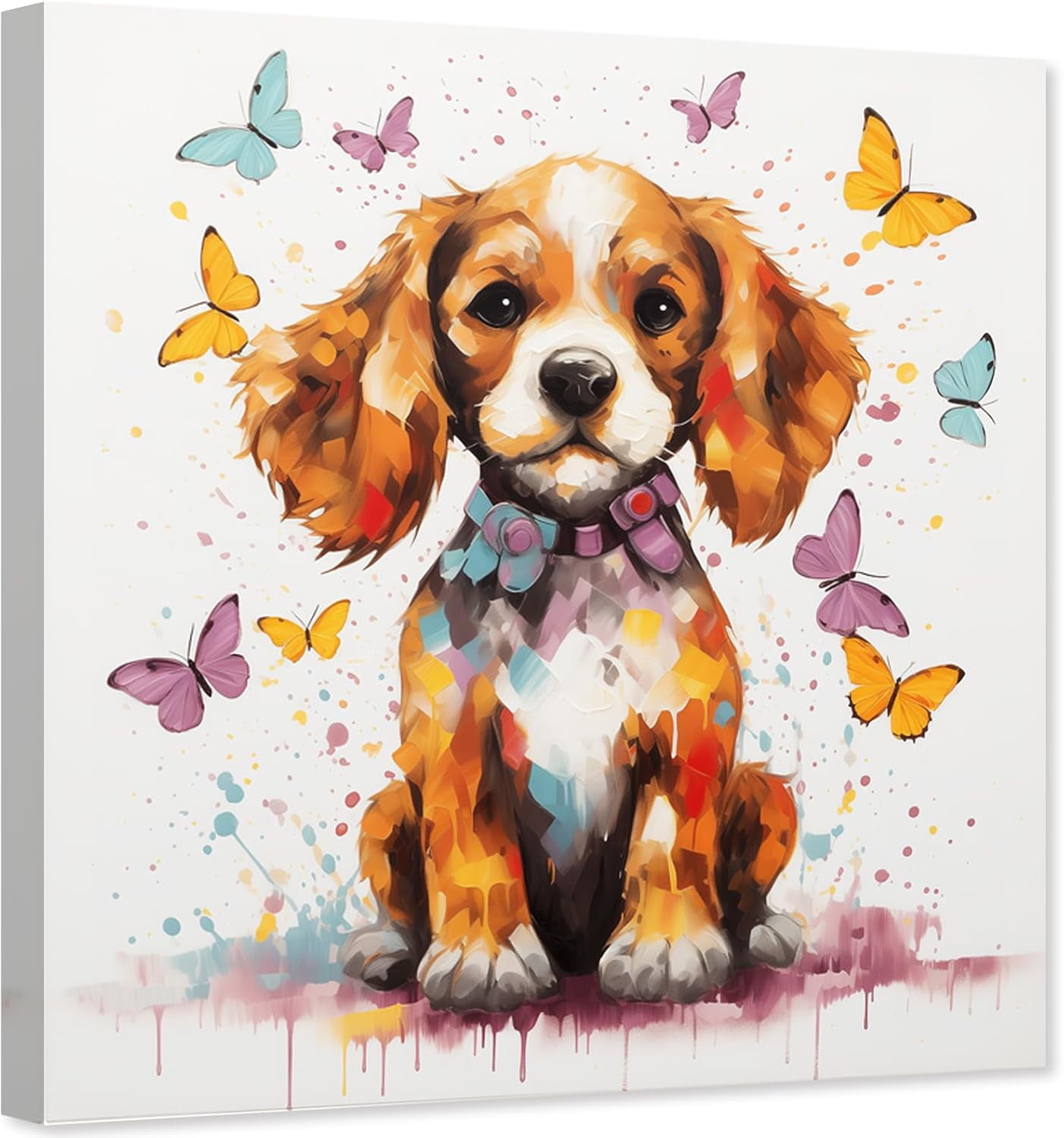 ADALE Dog Canvas Wall Art Funny Animal Pictures Colorful Puppy Painting ...