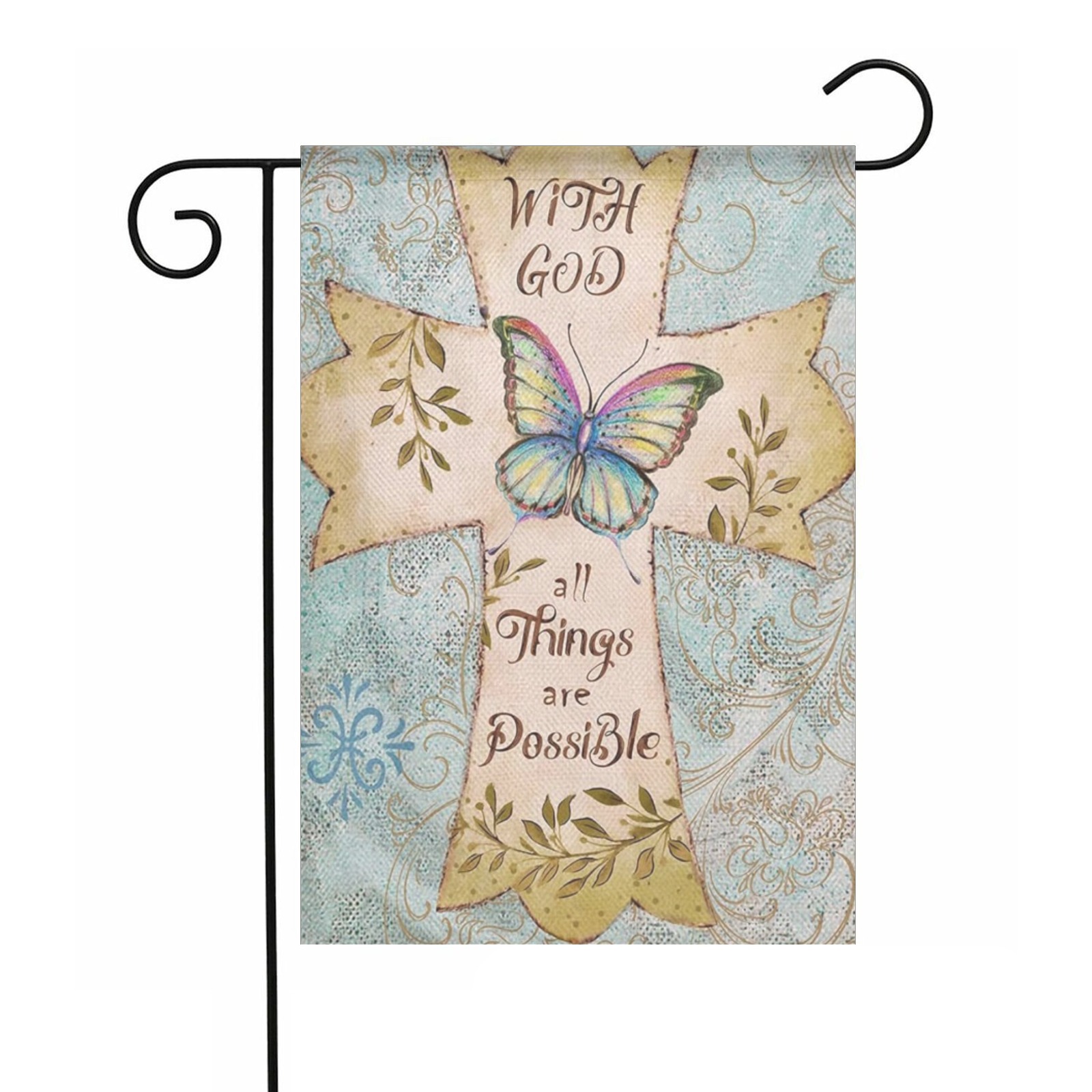 ADALE Easter Decor Religious House Flag Cross Double Sided Christian ...