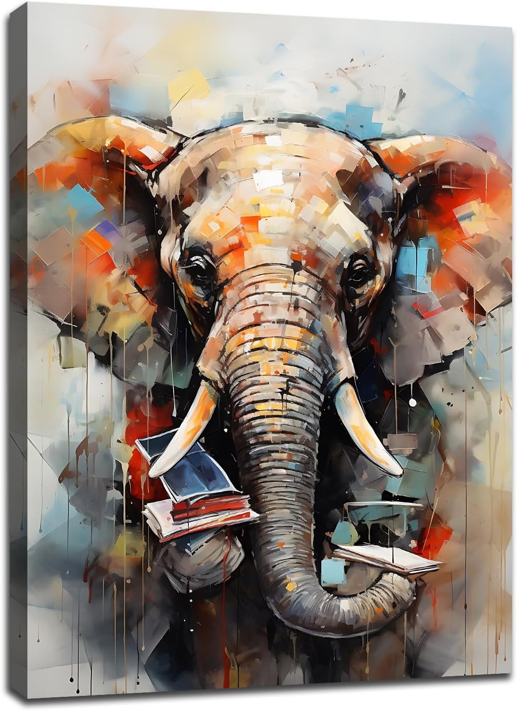 ADALE Elephant Wall Decor Watercolor Graffiti Painting Theme Handsome ...