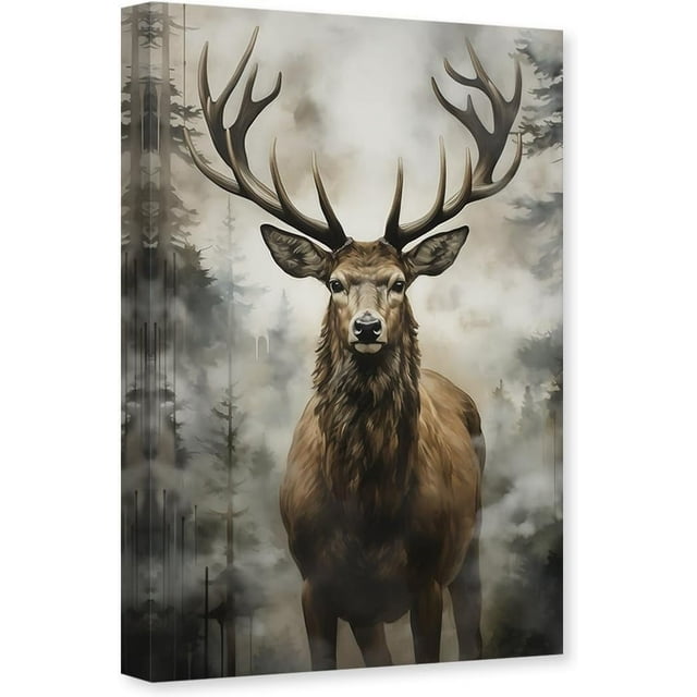 ADALE Elk Canvas Wall Art Deer Pictures Wall Decor Animal Portrait ...