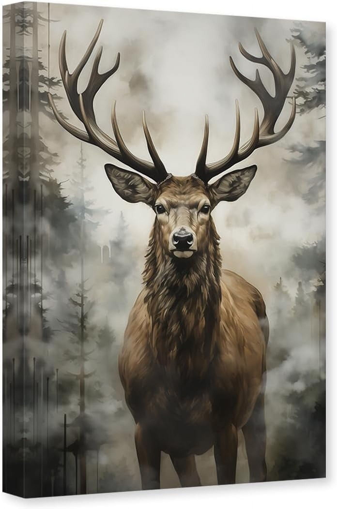 ADALE Elk Canvas Wall Art Deer Pictures Wall Decor Animal Portrait ...