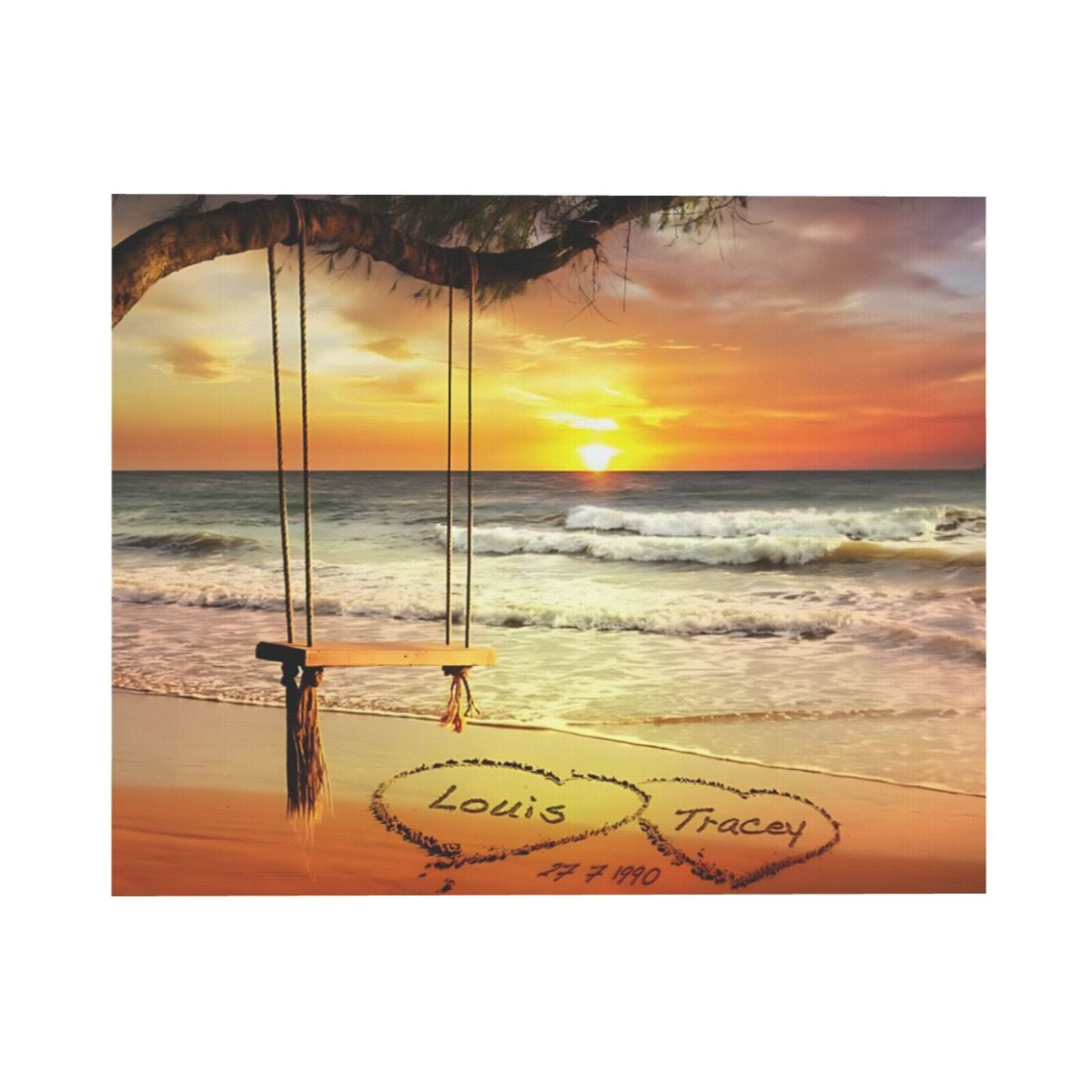 ADALE "Eternal Love Canvas Wall Art, Beach Sunset Scene, A Gift for ...