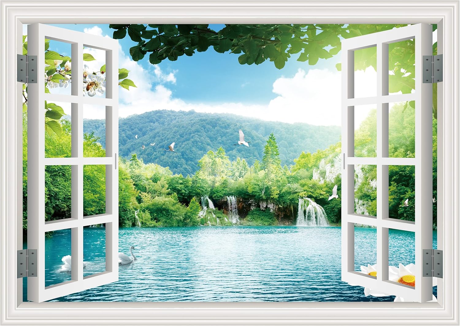 ADALE Fake Window Wall Art Landscape Faux Window Wall Mural Print ...
