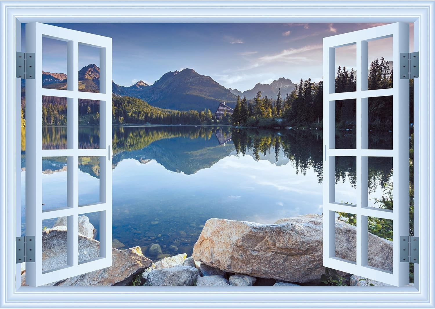 ADALE Fake Window Wall Art Landscapes Faux Window Wall Mural Print Painting Posters for Wall ...