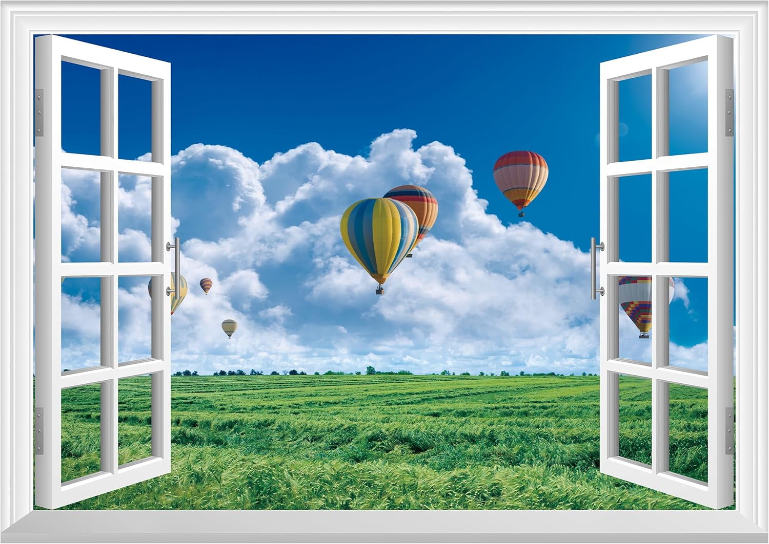 ADALE Fake Window Wall Decor Grassland Ballooning Faux Window Wall ...